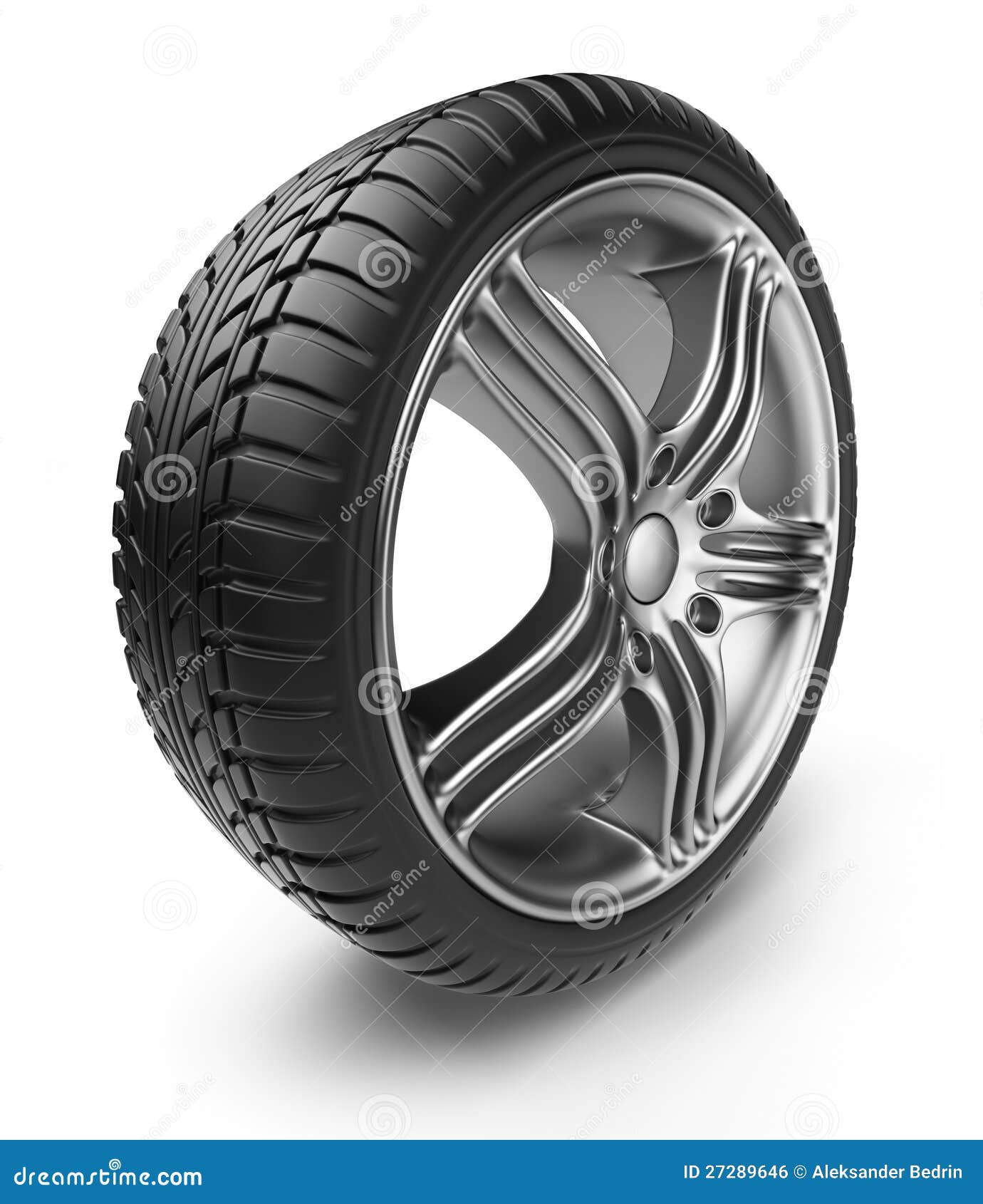 Tire with Metal Wheel. 3D Icon Isolated Stock Illustration ...