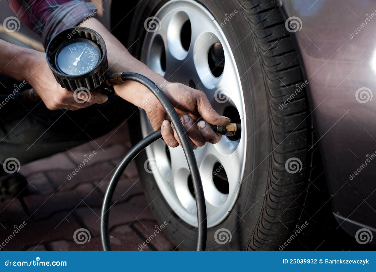 Tire pressure check stock photo. Image of refill, dirty - 25039832