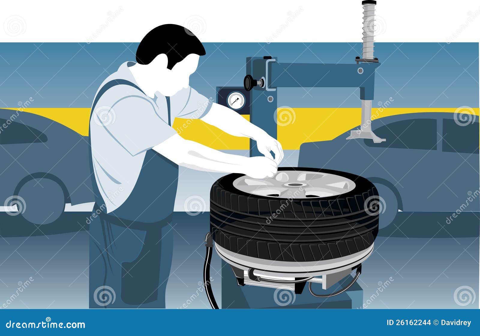 Tire repairman stock vector. Illustration of shop, tire - 26162244