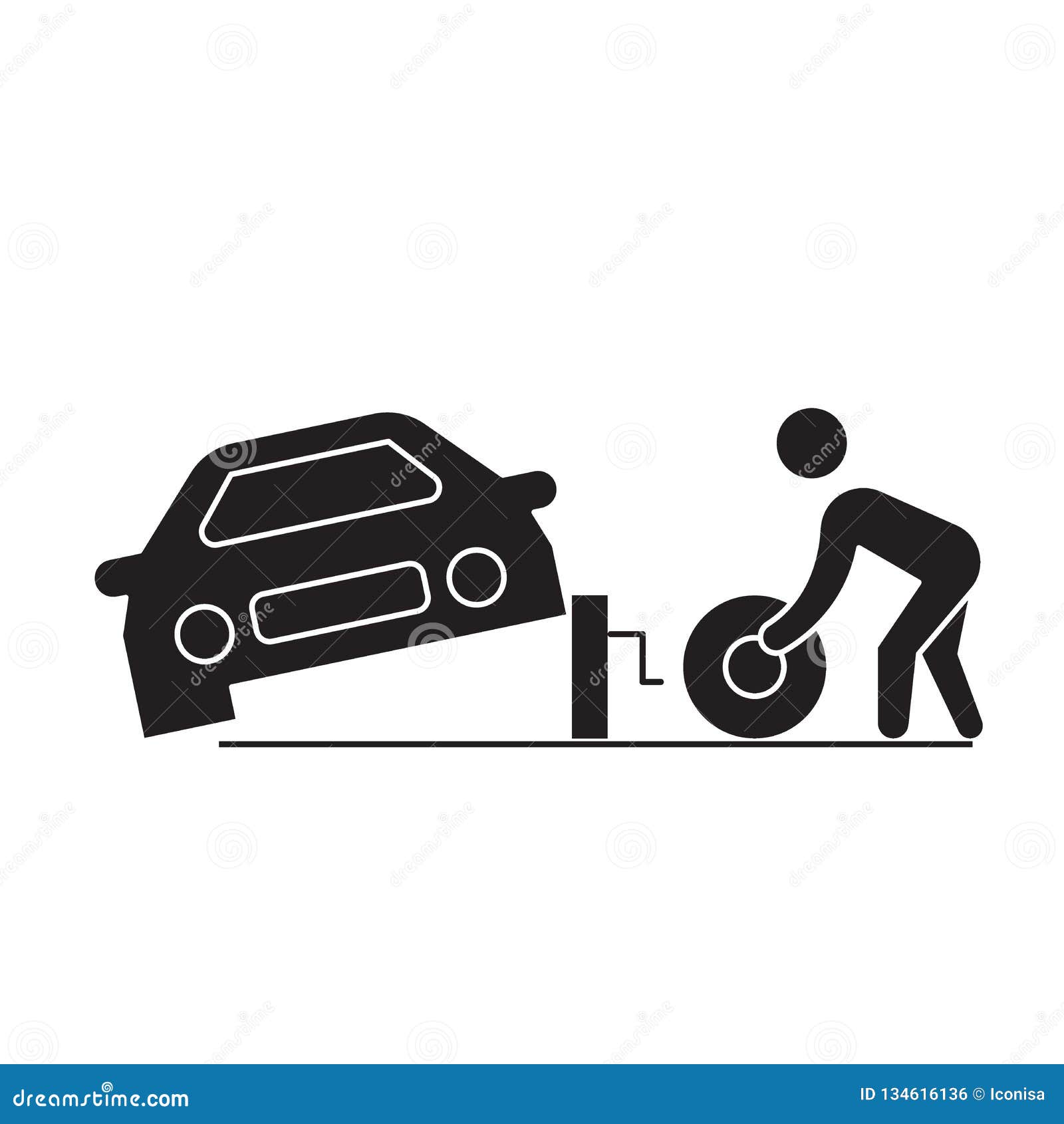 Tire Replacement Black Vector Concept Icon. Tire Replacement Flat ...