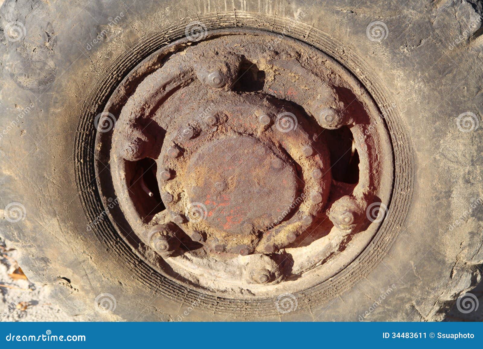Tire with rusty wheel stock image. Image of farmer, dirty - 34483611
