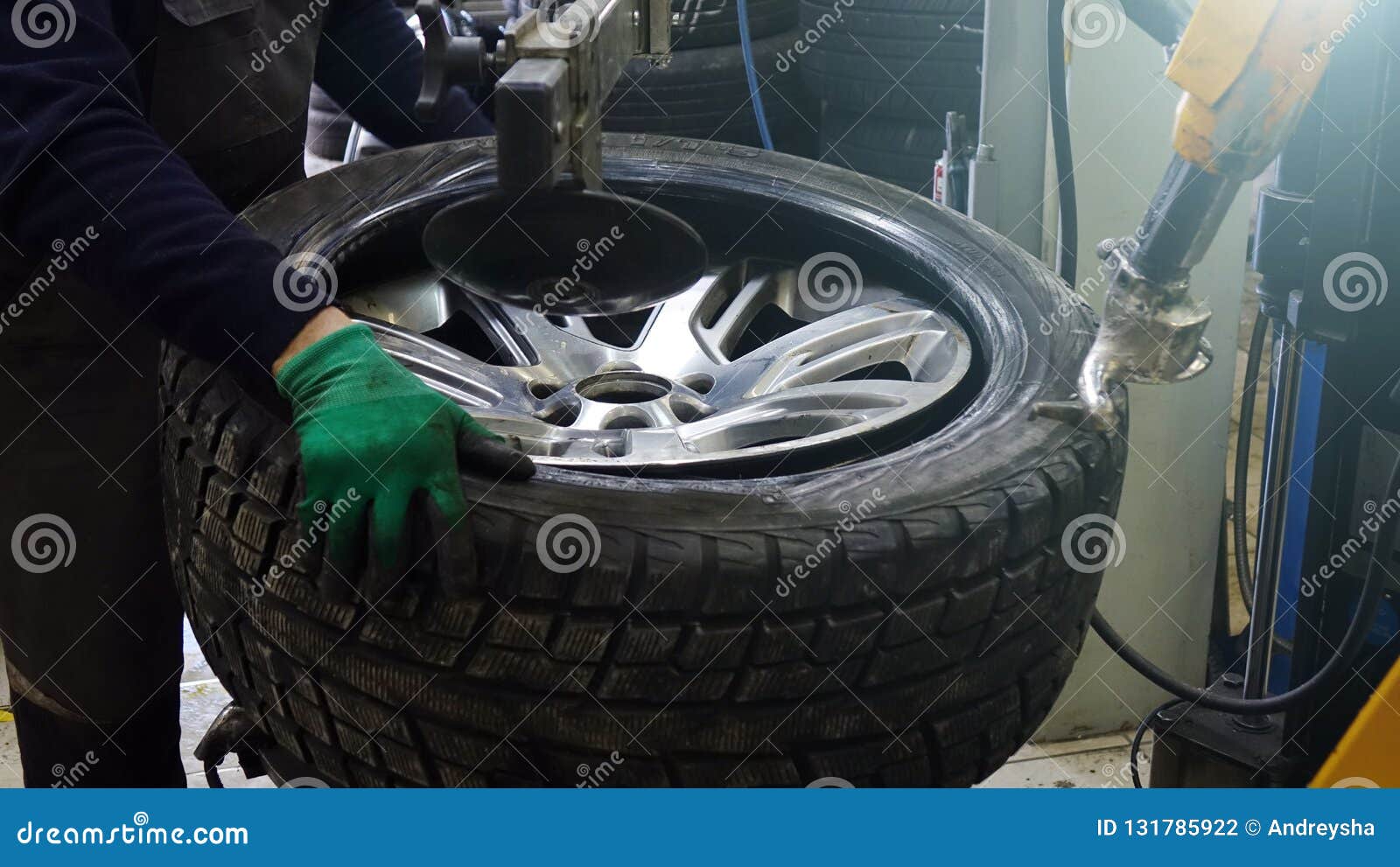 Tire Service. Work on Replacing the Wheels in the Workshop. Stock Photo ...