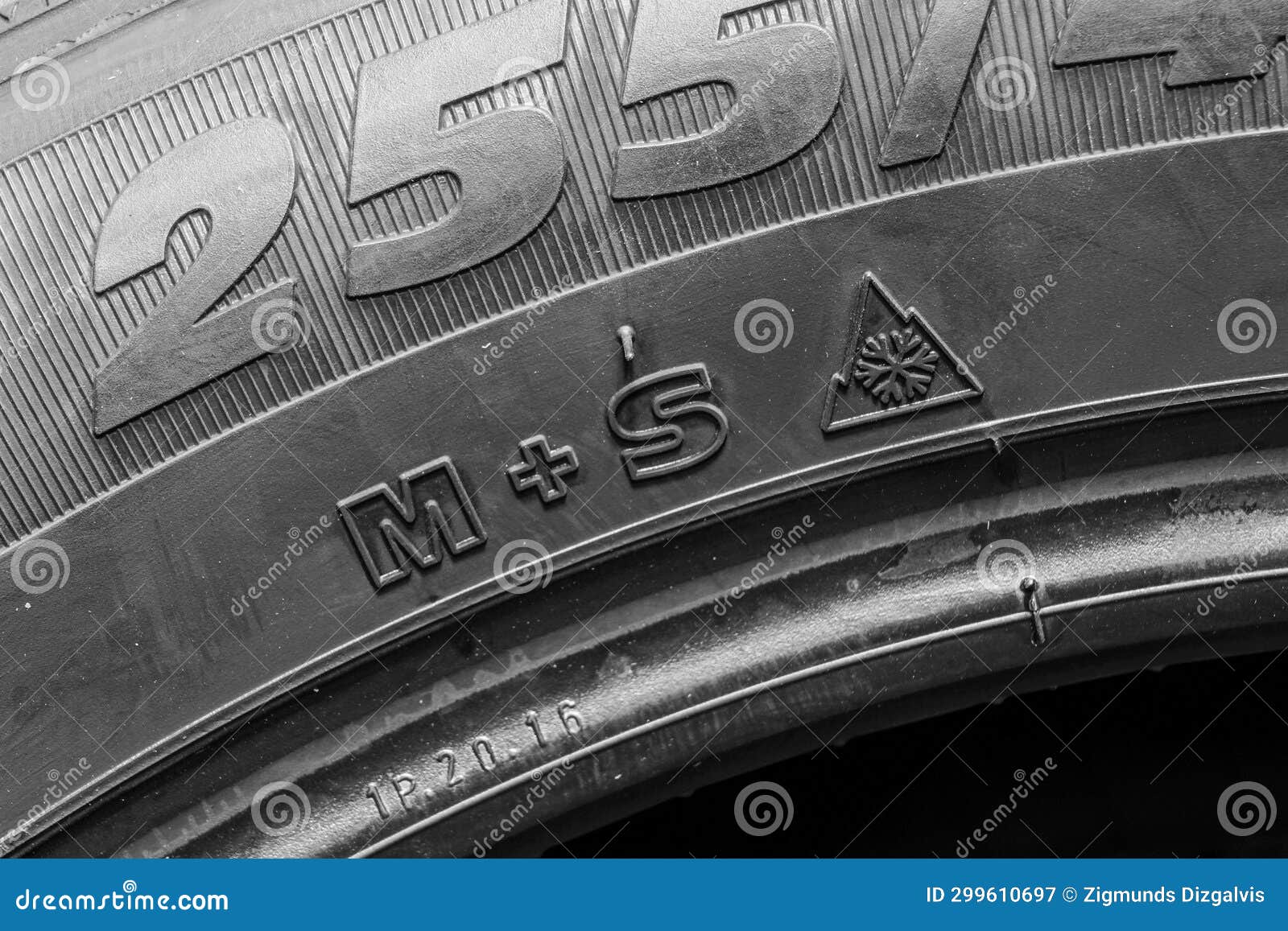 Tire Side View with M Plus S and 3PMSF Marking or Mud and Snow and 3 ...