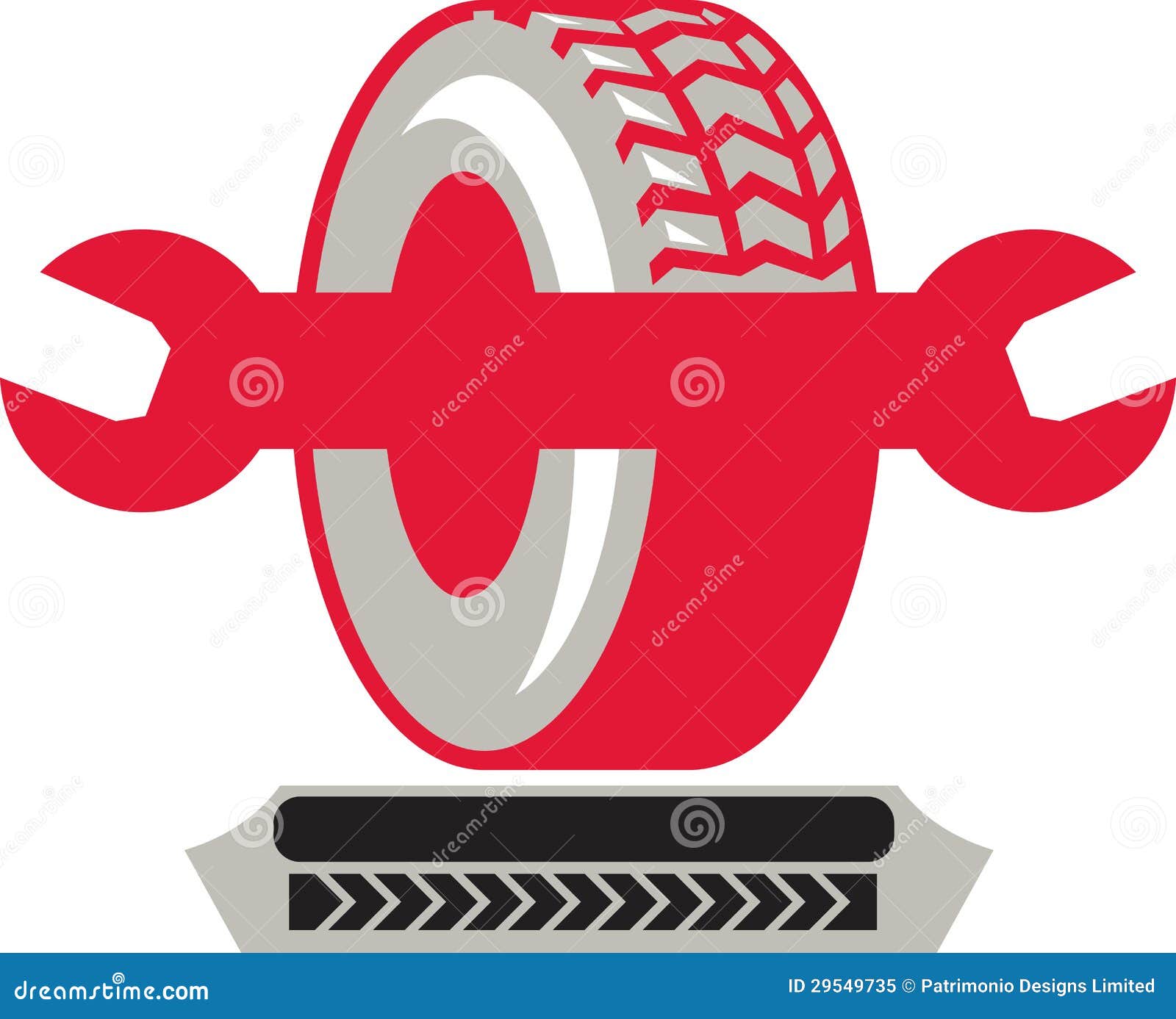 Tire with Spanner Wrench Retro Stock Vector - Illustration of wrench ...