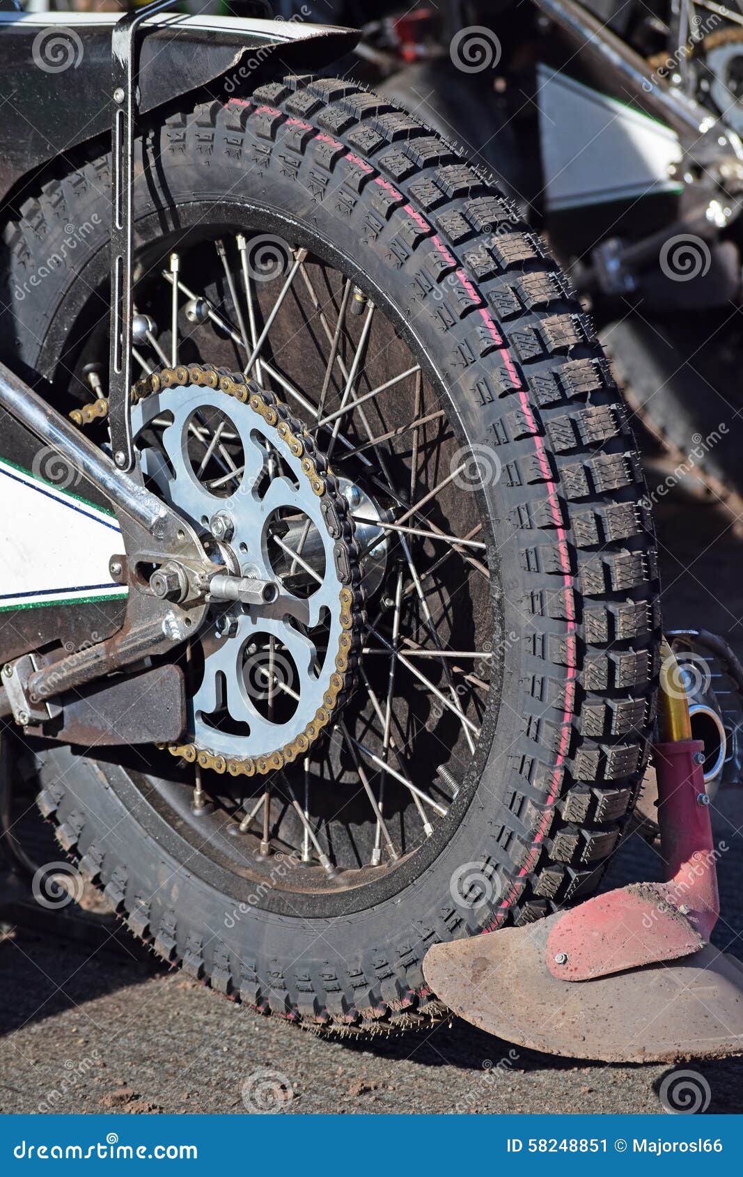 Tire of a Speedway Motorcycle Stock Image - Image of back, chain: 58248851