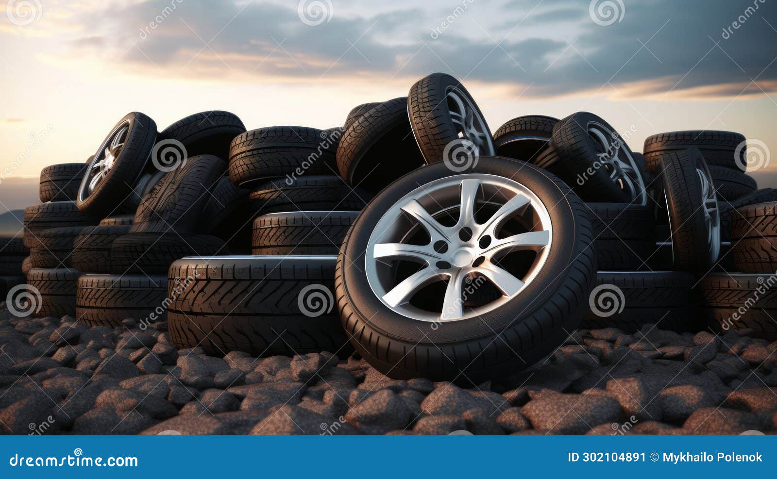 Tire Stack Background. Selective Focus Stock Illustration ...