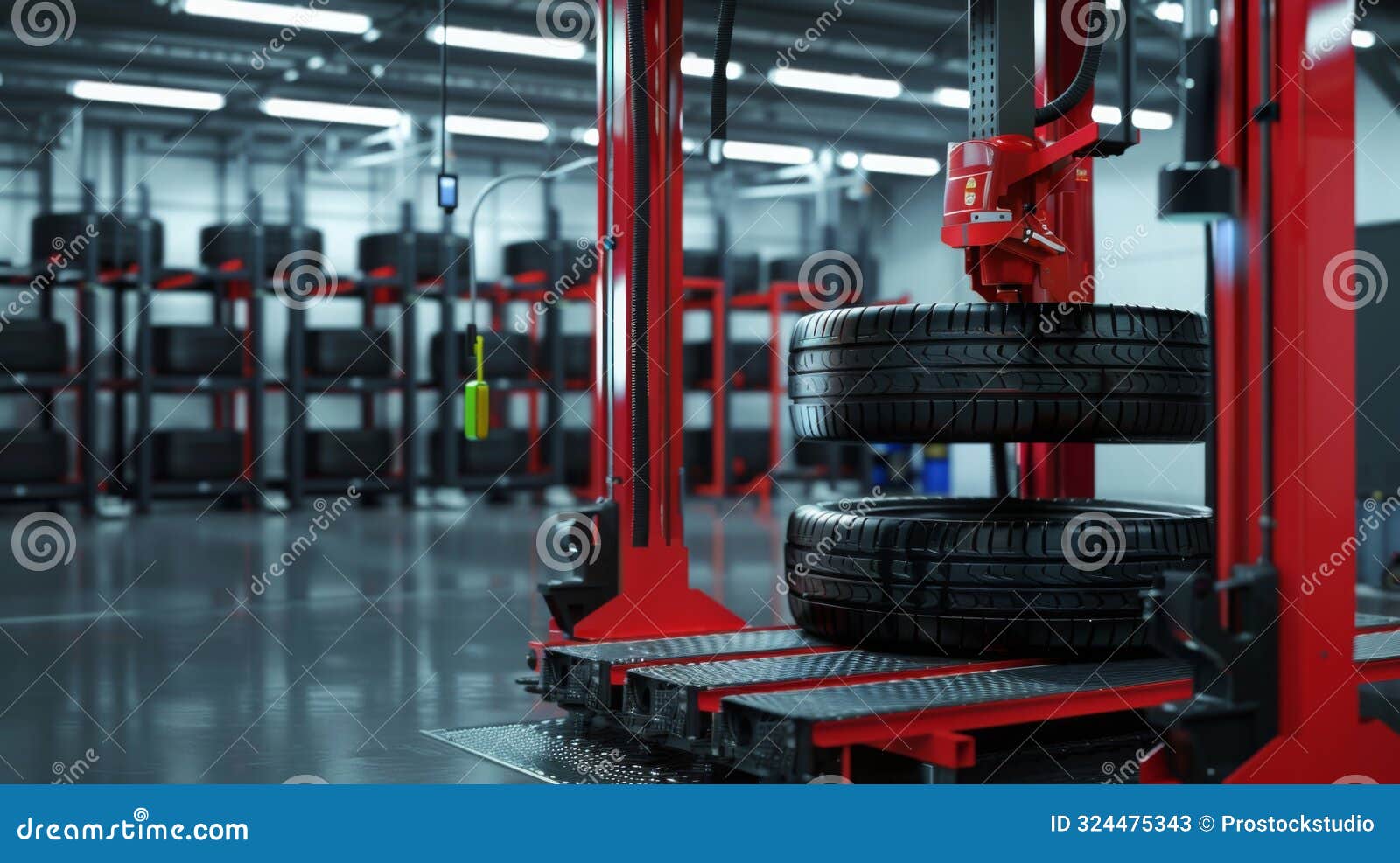 Tire Storage and Handling System in a Modern Warehouse Stock Image ...