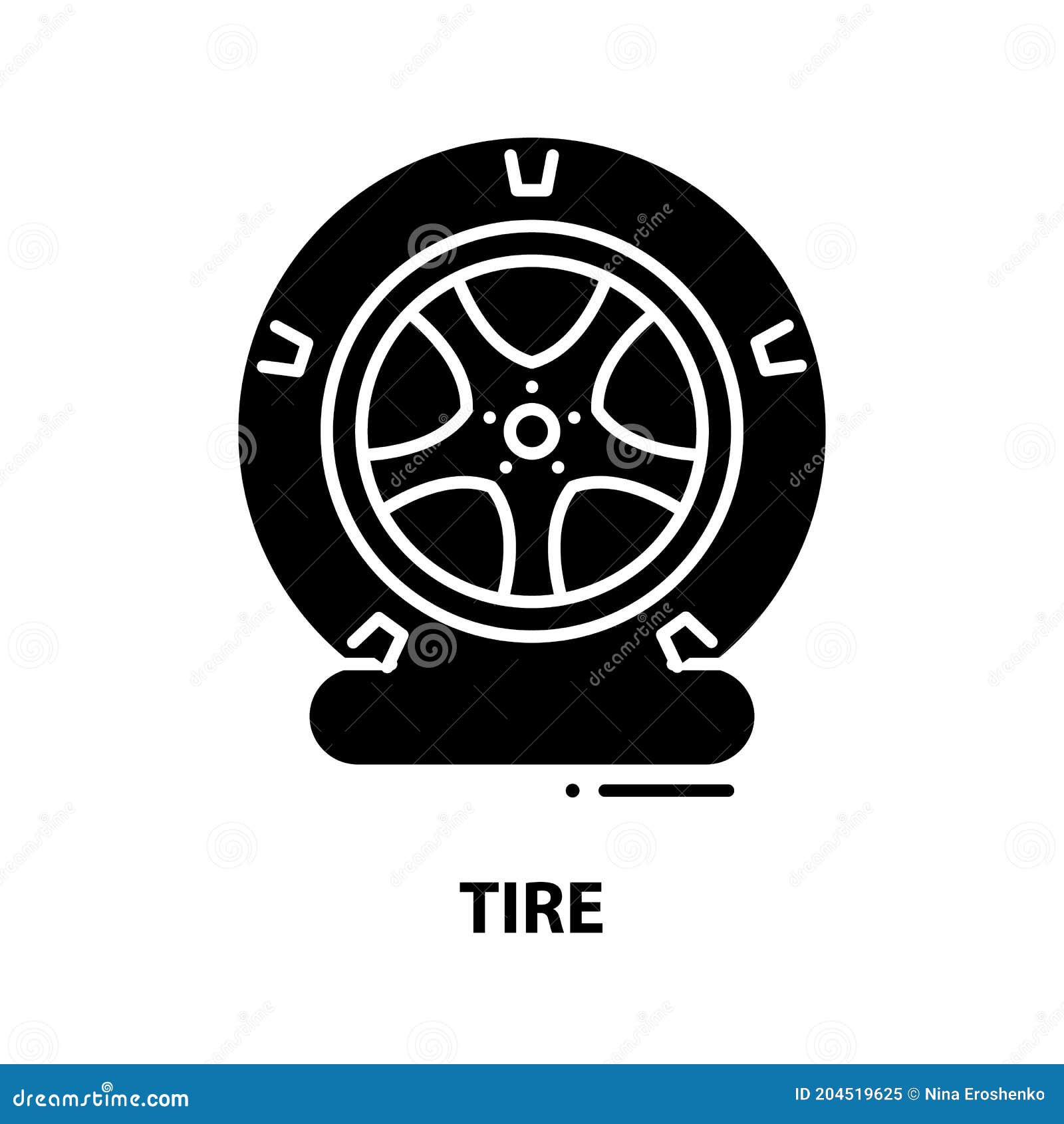 Tire Symbol Icon, Black Vector Sign with Editable Strokes, Concept ...