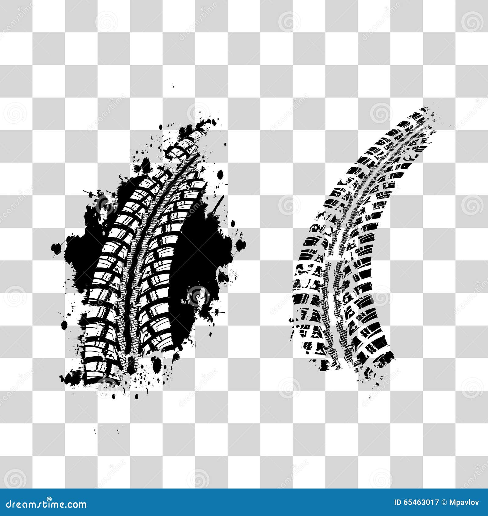 Tire Track Texture Set Isolated On White Background. Vector Design ...