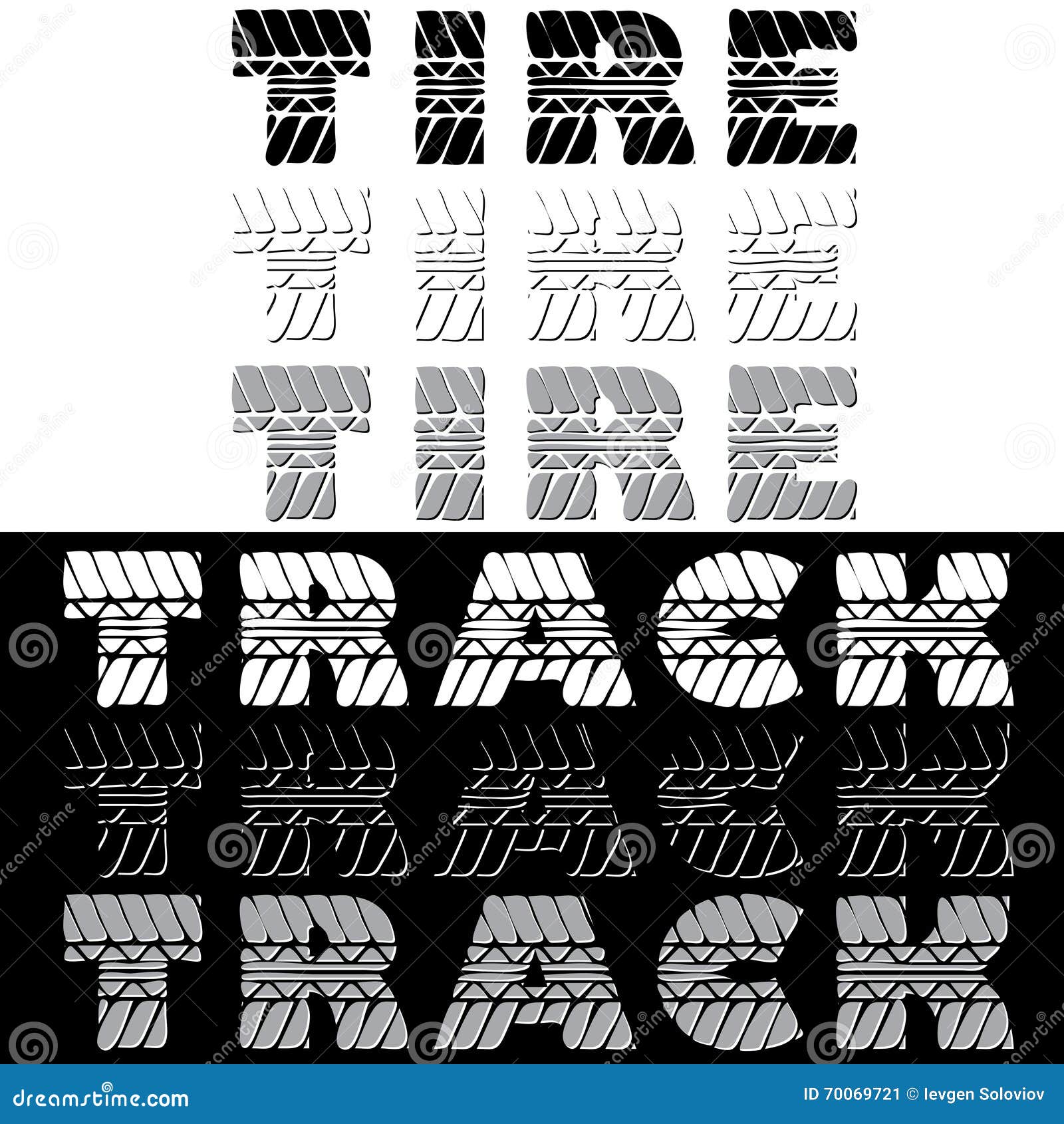 Tire Track Black and White Text Stock Vector - Illustration of pattern ...