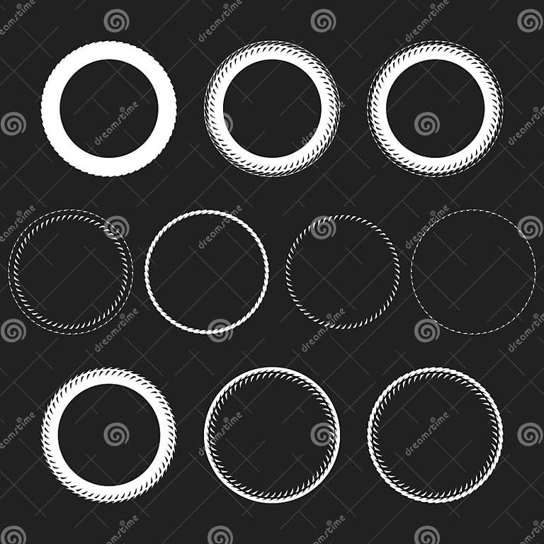 Tire Track Vector Round Border Frame Set. Overlay Logo Design Frame ...