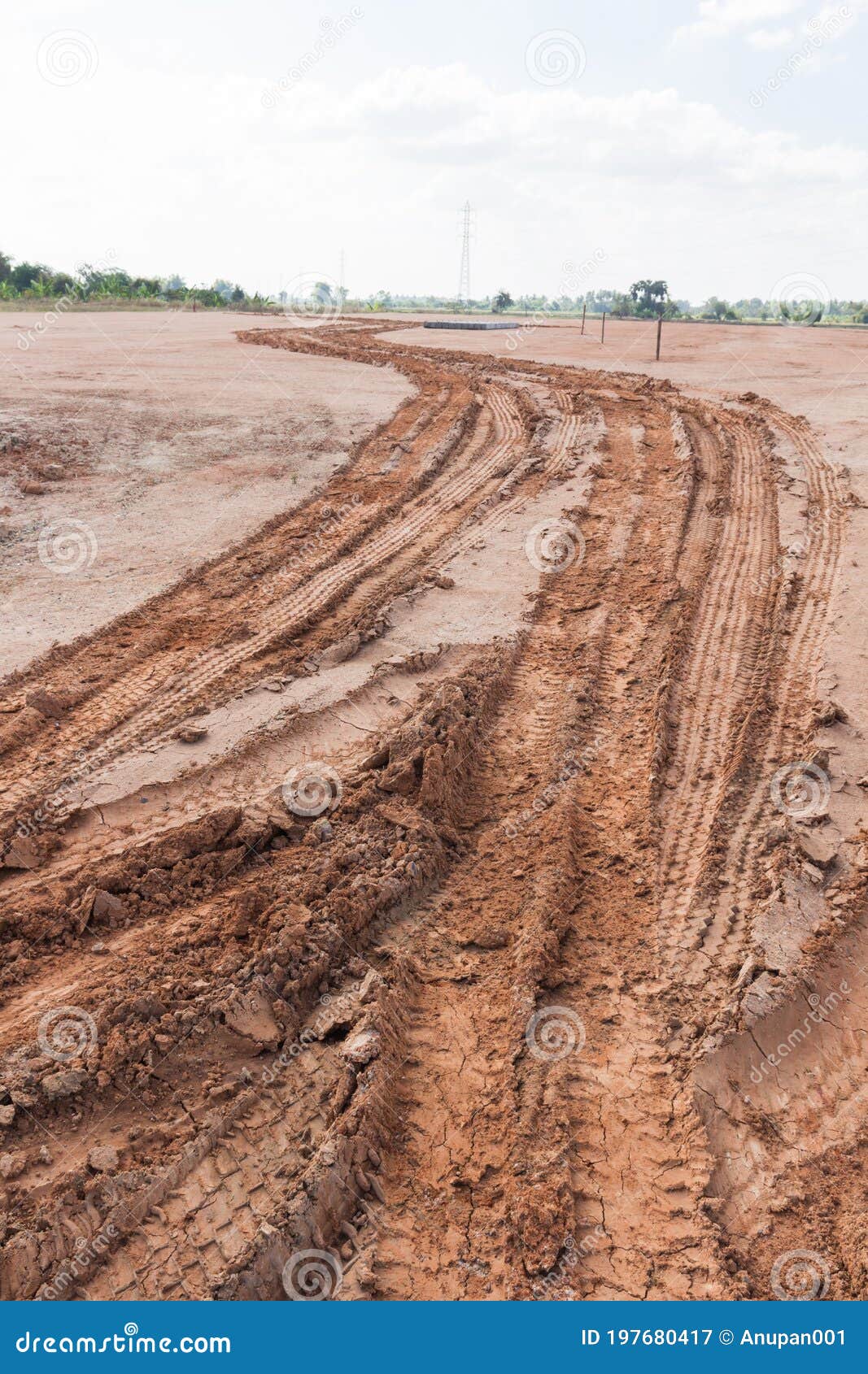 Tire tracks on the ground stock image. Image of sandy - 197680417