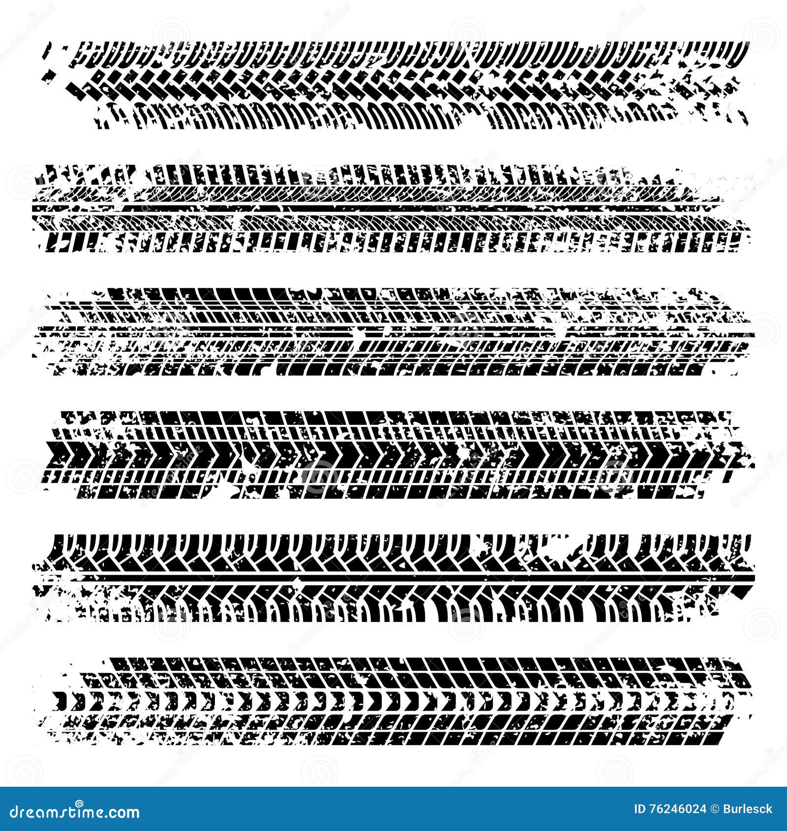 Tire Tracks With Grunge Texture. Vector Set | CartoonDealer.com #76246024
