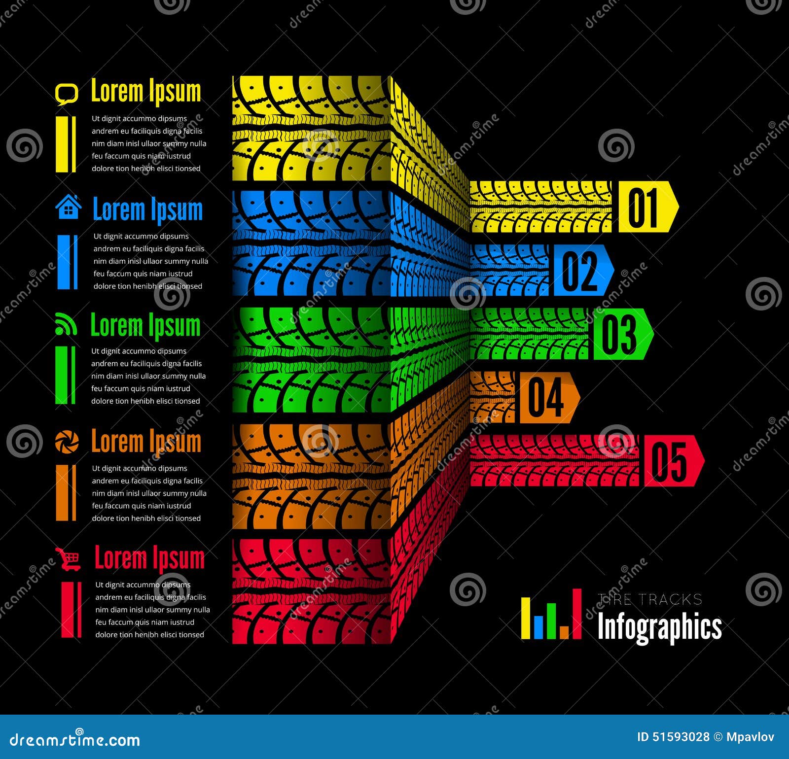 Tire Tracks Infographics Background Stock Vector - Illustration of ...