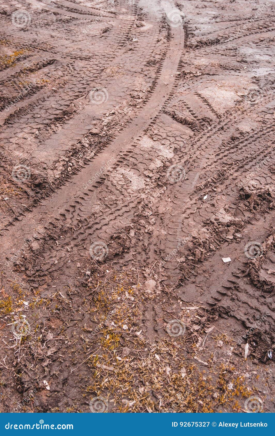 Tire Tracks on a Muddy Road. Stock Image - Image of trace, pattern ...