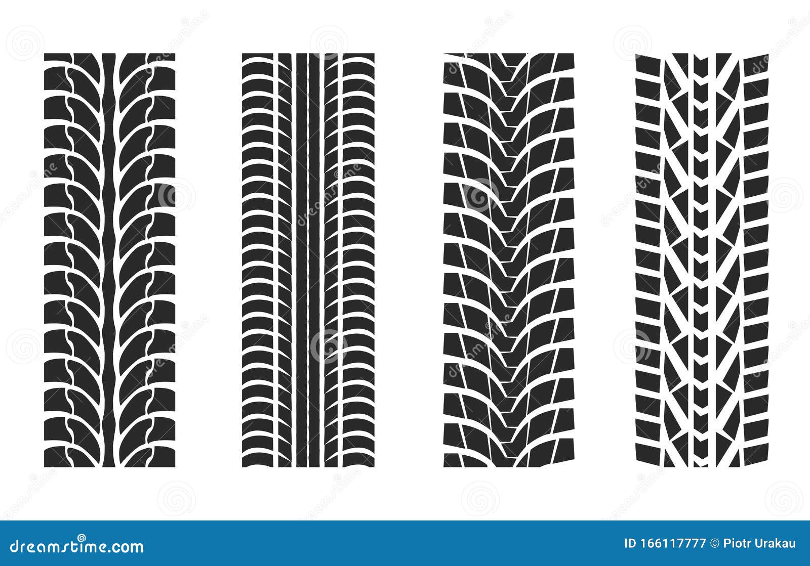 Tire Tracks Patterns Collection Stock Vector - Illustration of effect ...