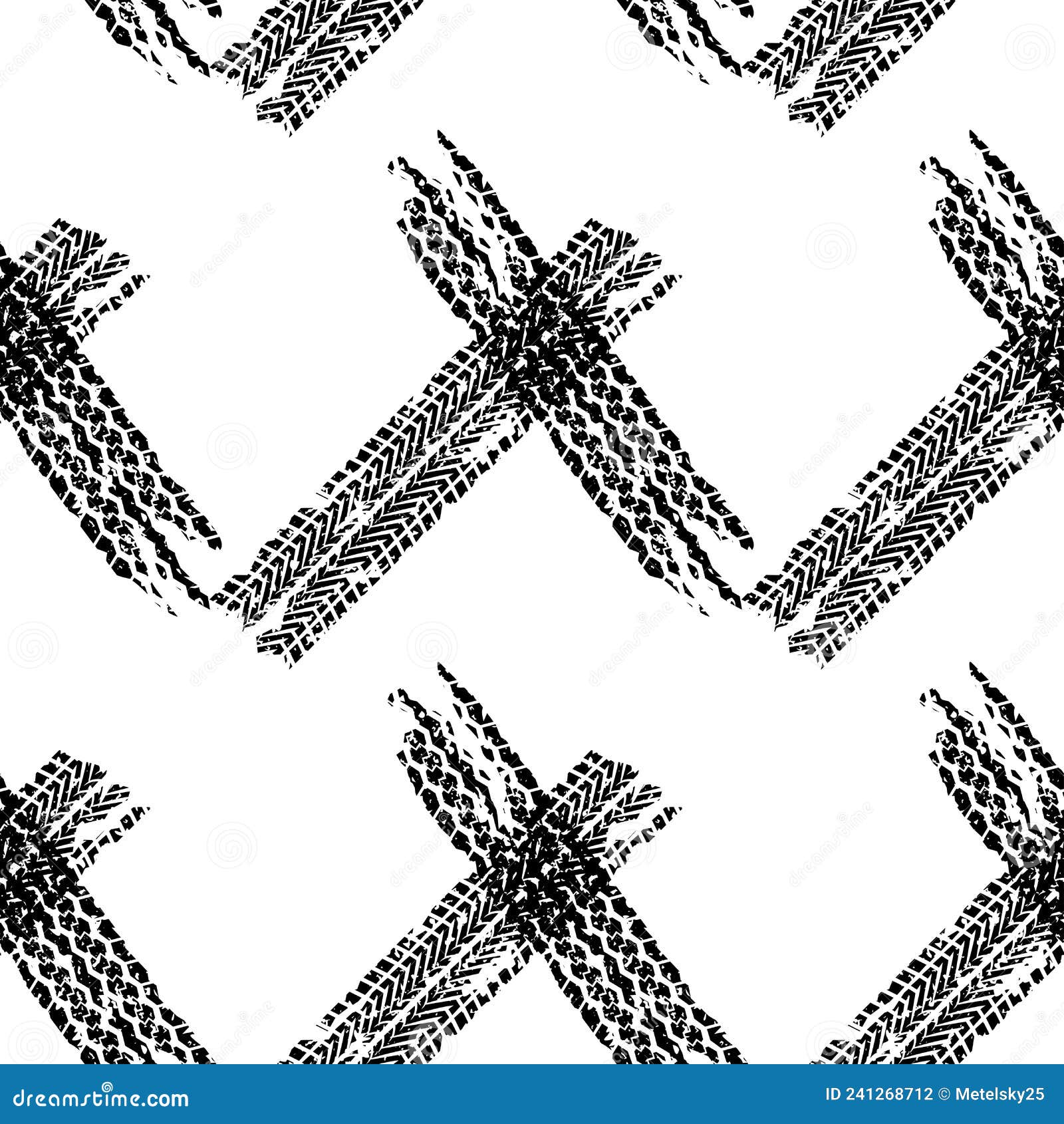 Tire Tracks Seamless Background or Pattern. Wheels Print with Grunge ...