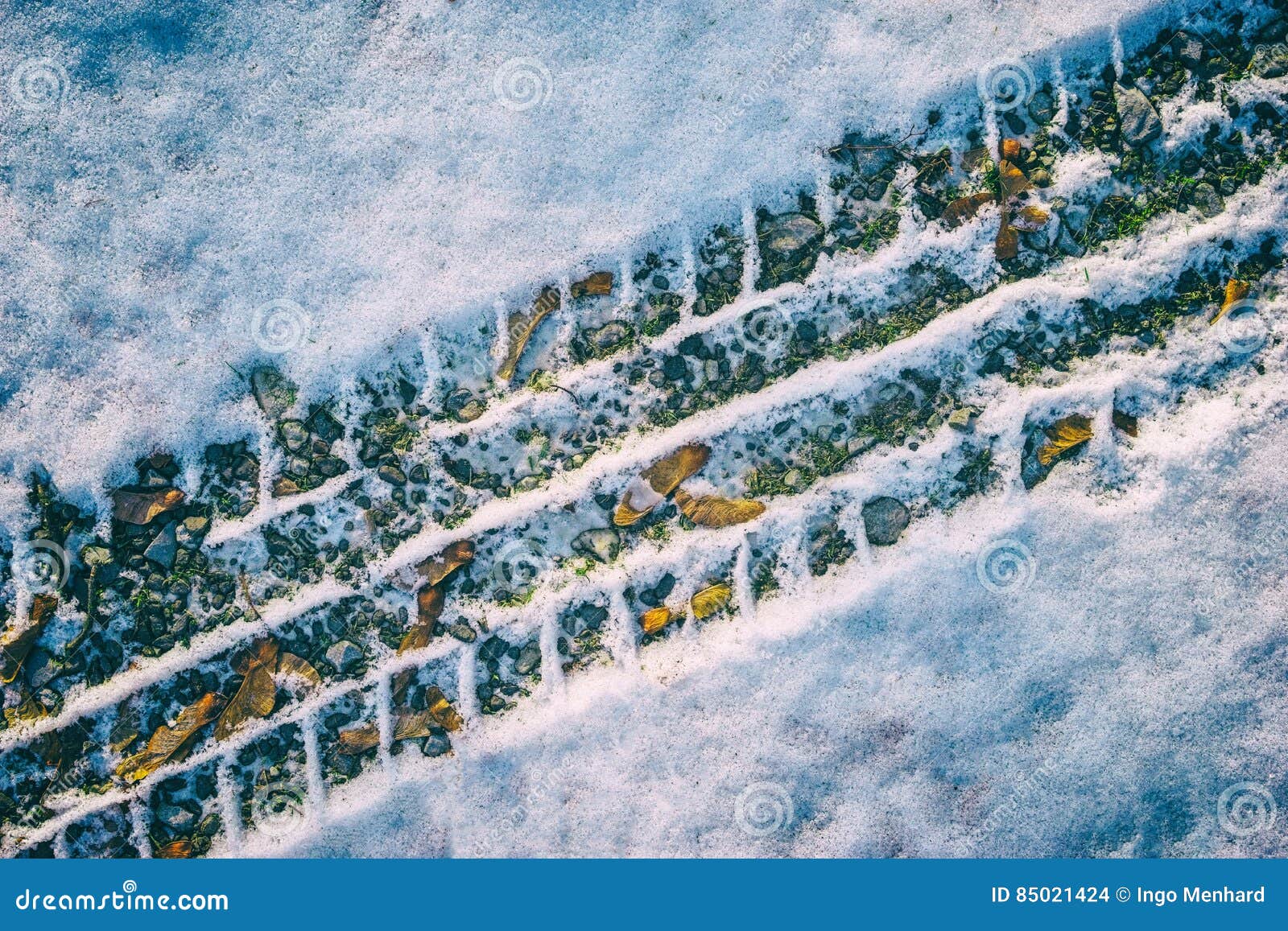 Tire Tracks in the Snow Background Stock Photo - Image of winter ...