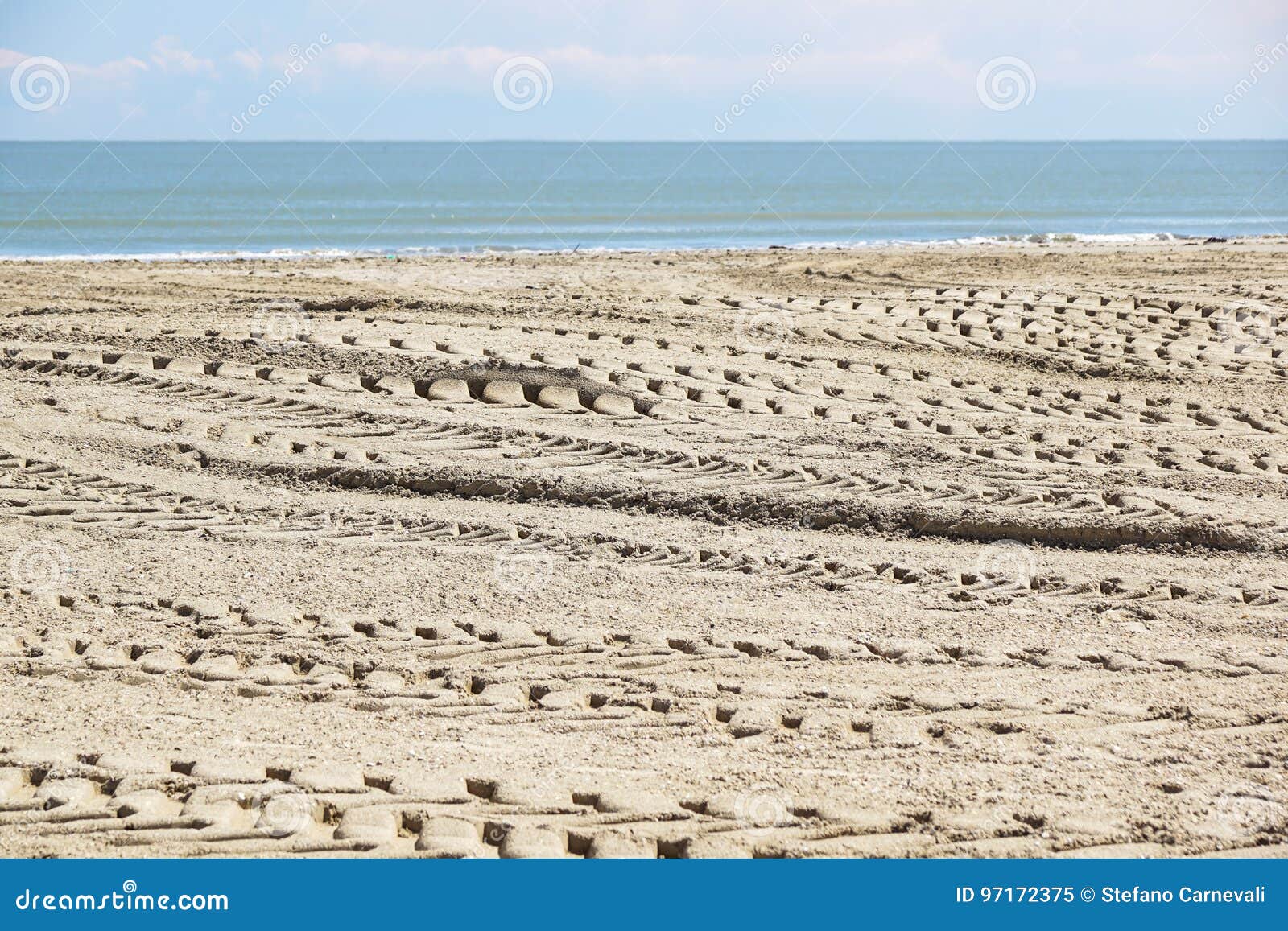 Tire Tread Footprints of a Tractor on the Sand Stock Image - Image of ...