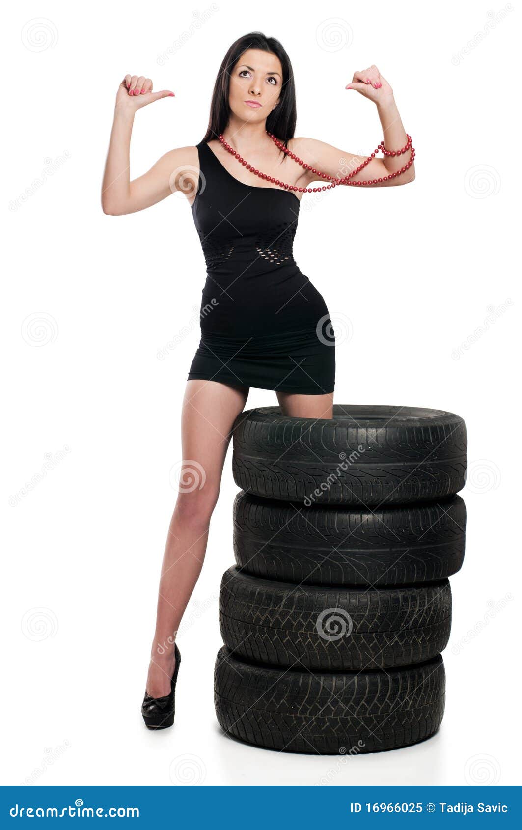 Tire and woman stock image. Image of auto, tire, rubber - 16966025