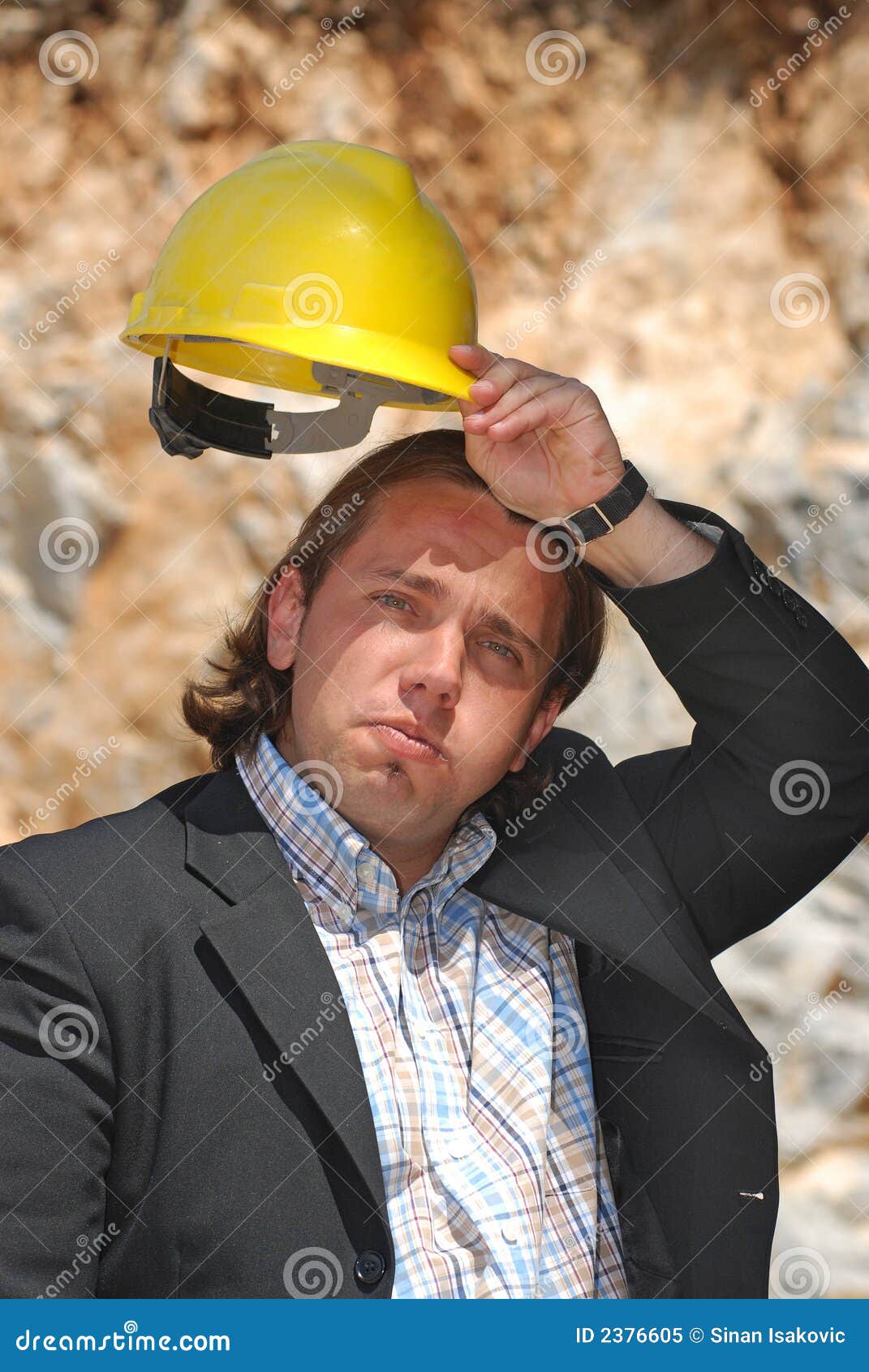 Tired stock image. Image of yellow, focus, rock, helmet - 2376605