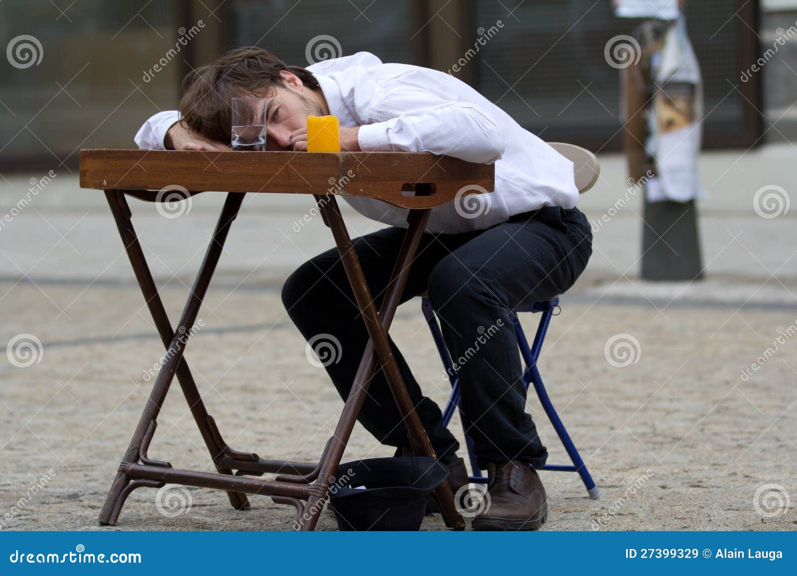 Tired actor in the street. editorial stock image. Image of august ...
