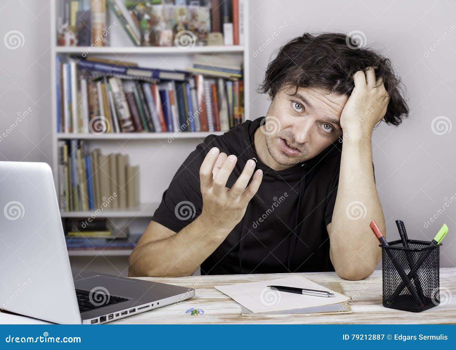Tired and Angry Man Being Overloaded at Work Stock Image - Image of ...