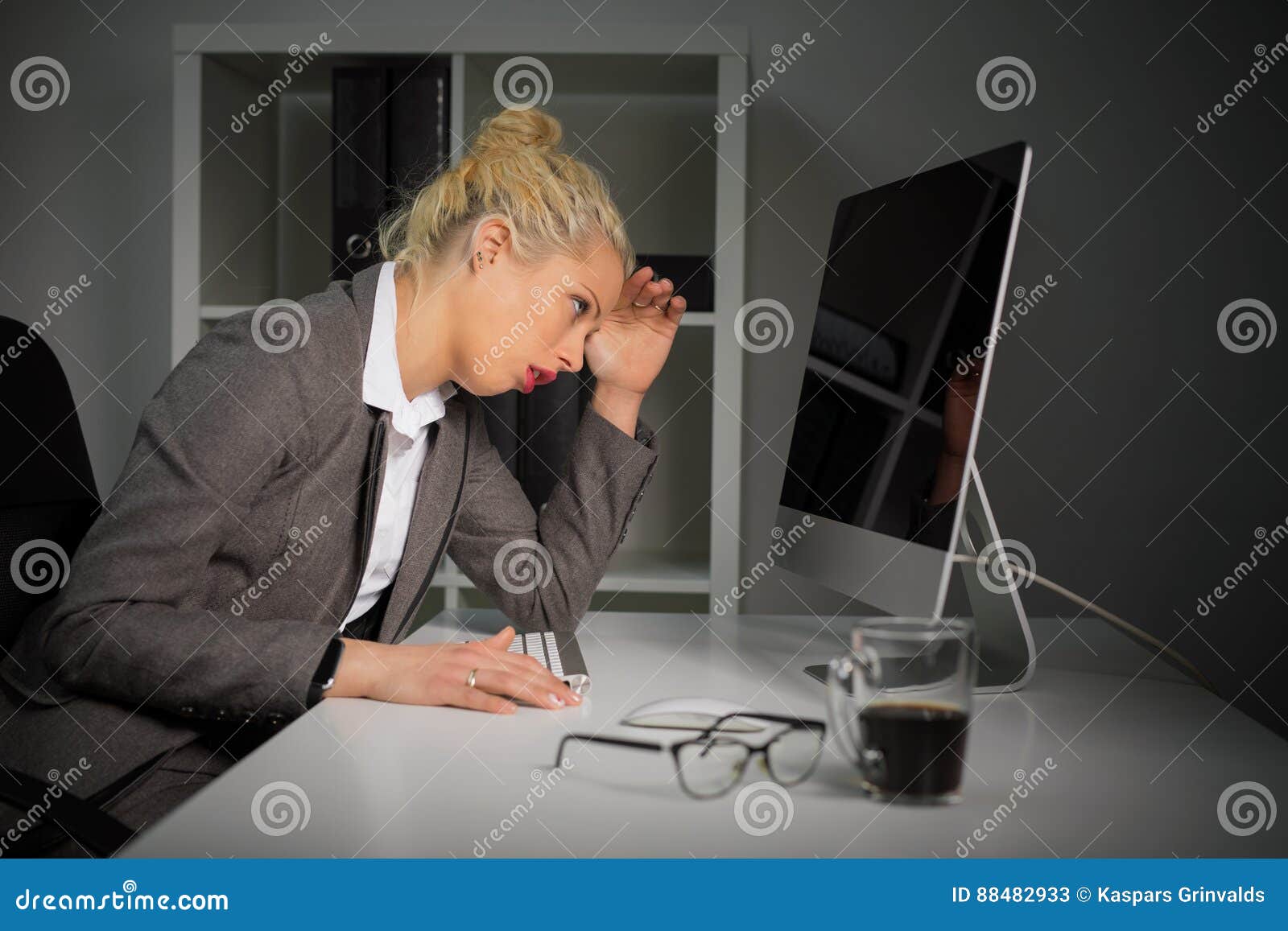 Tired and Annoyed Woman Working on Computer at the Office Stock Image ...