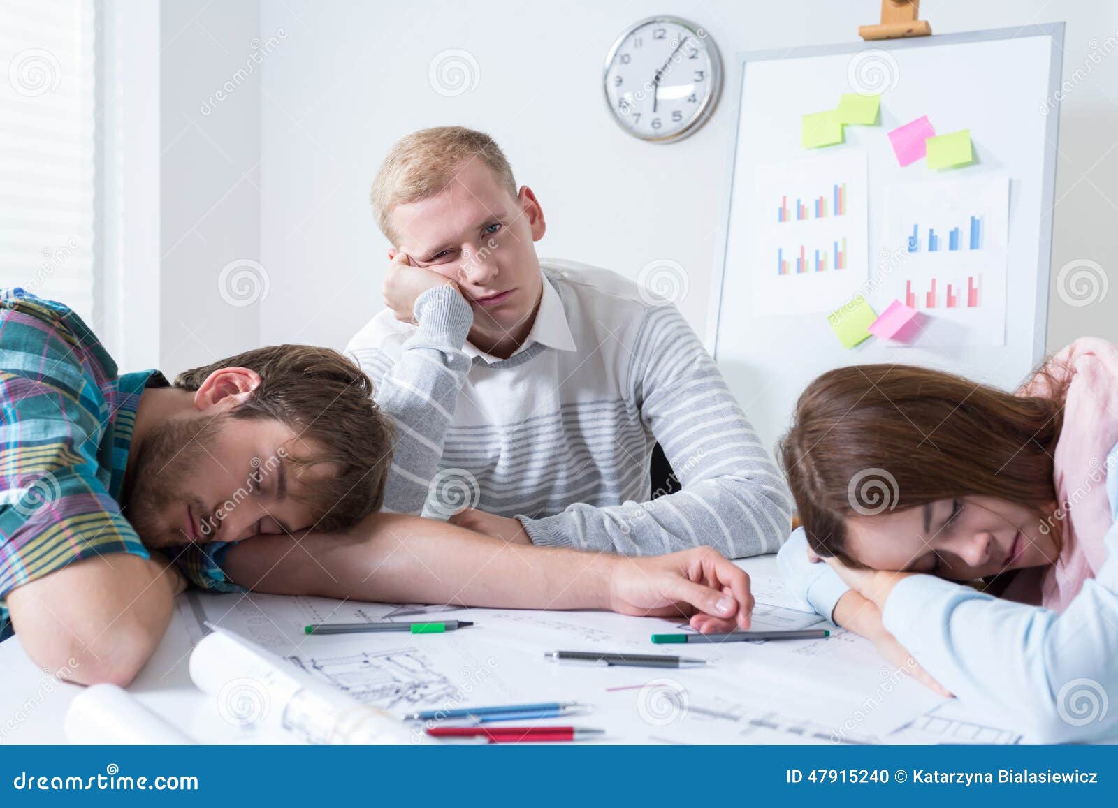 Tired Architects Working Late Stock Photo - Image of table, architect ...