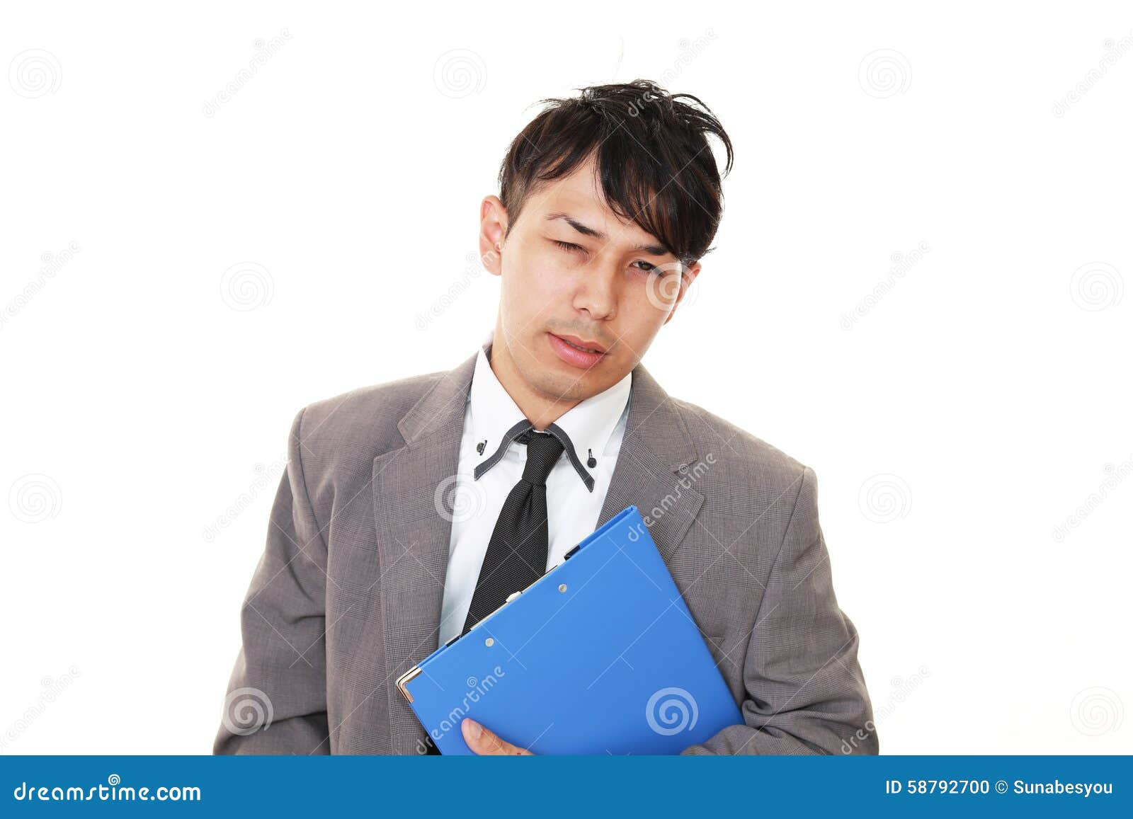Tired Asian businessman stock photo. Image of depressed - 58792700