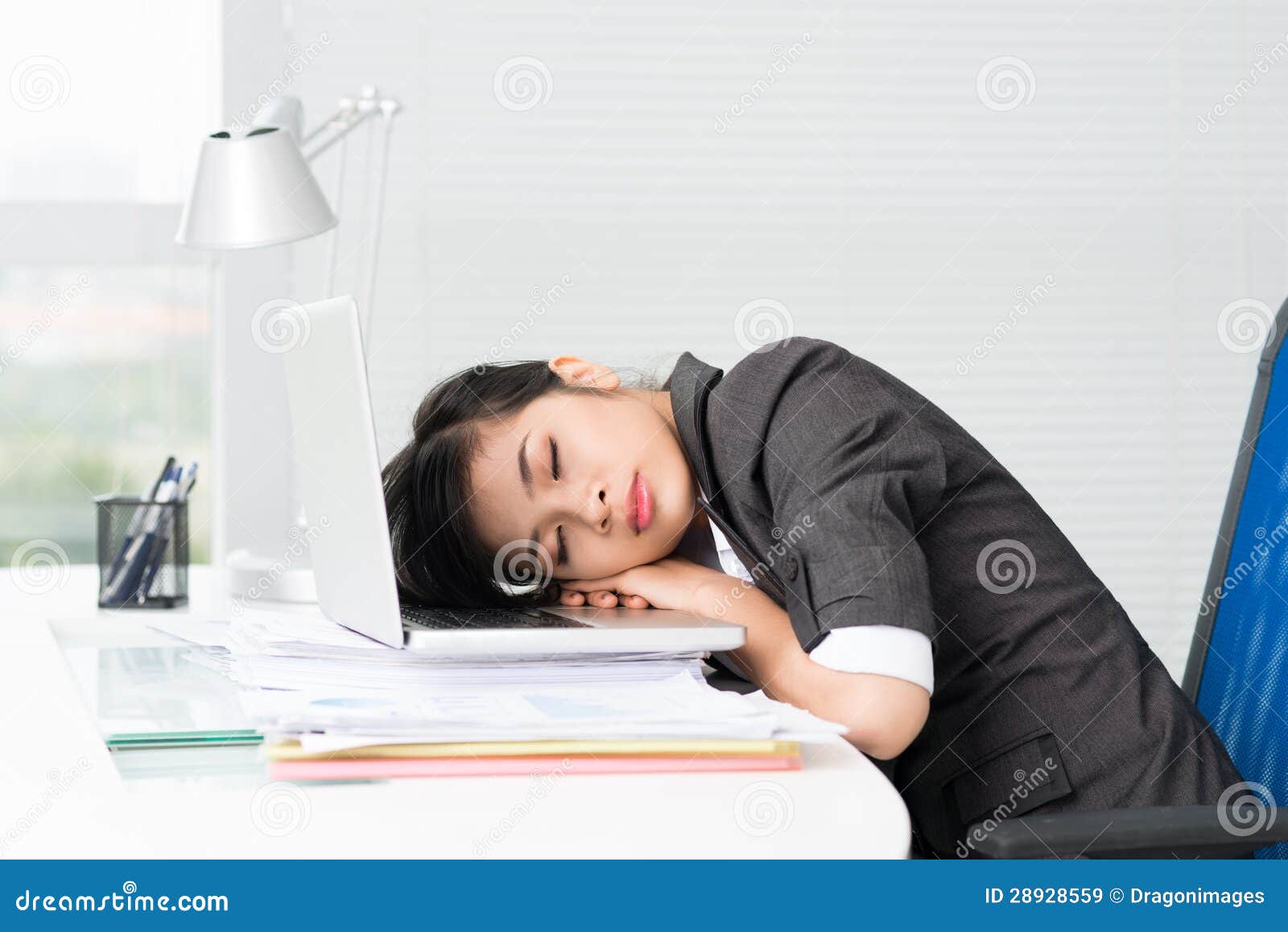 Tired Asian businesswoman stock image. Image of overwork - 28928559