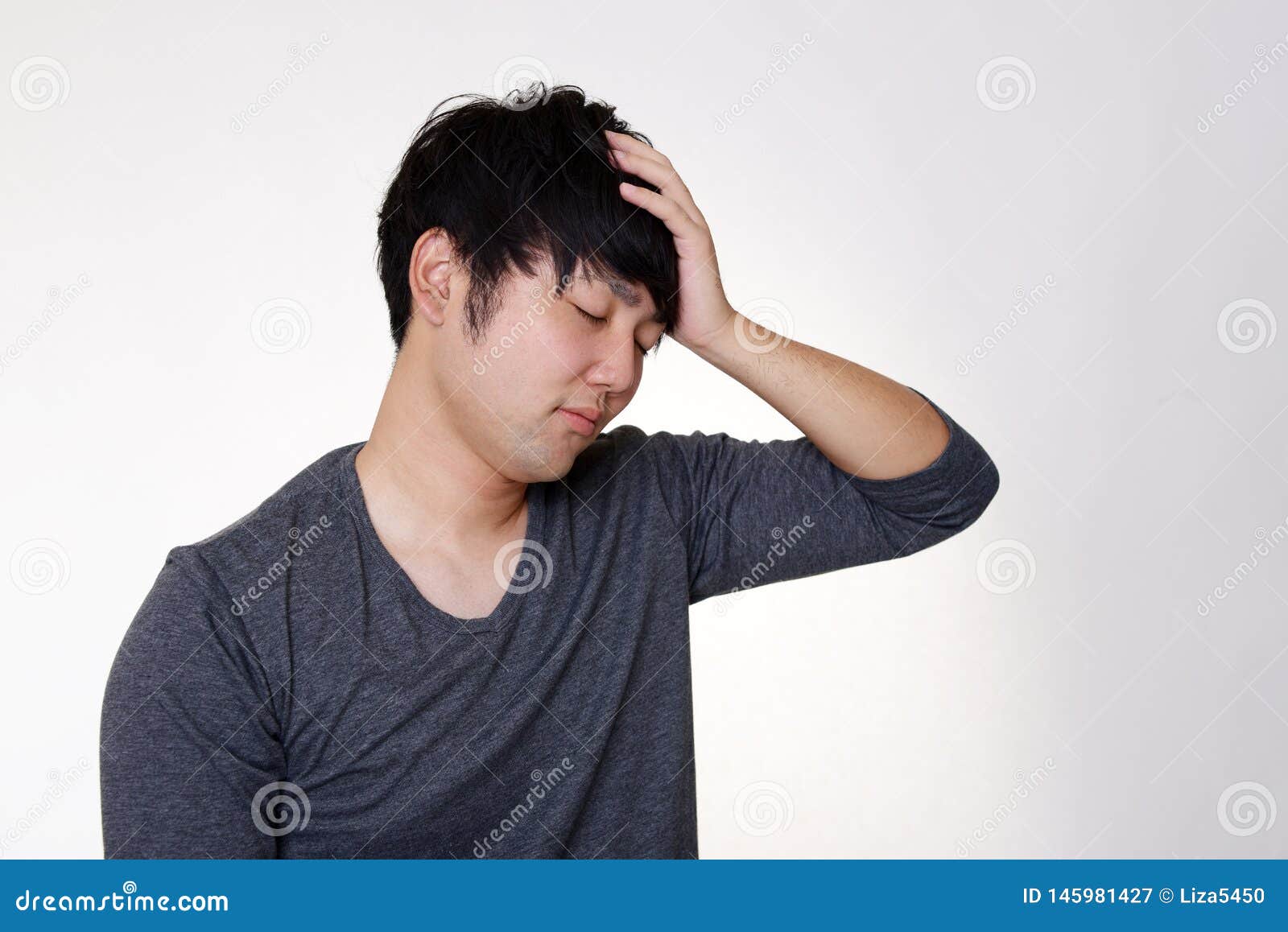 Tired Asian man stock image. Image of model, husband - 145981427