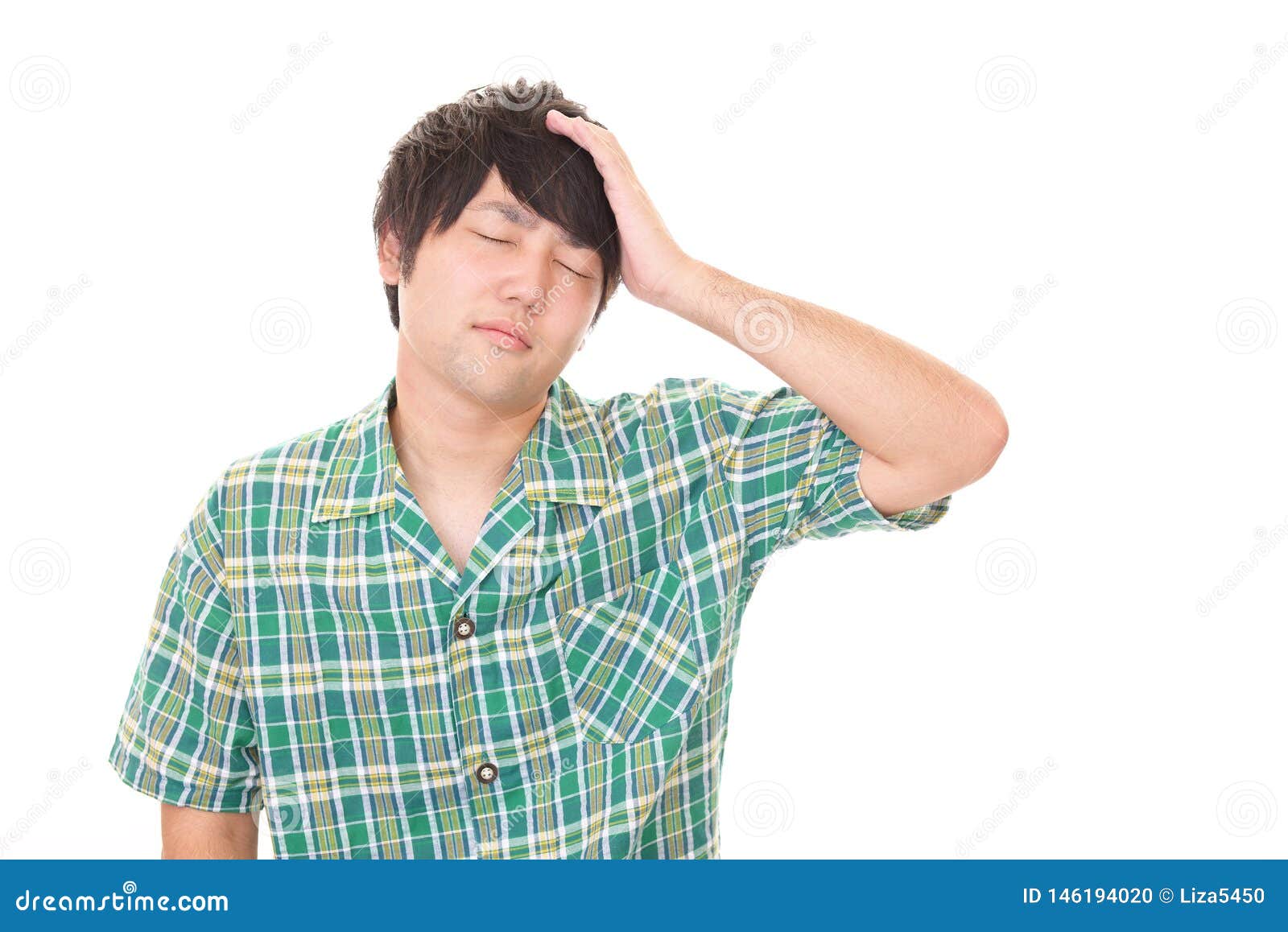 Tired Asian man stock photo. Image of male, dressed - 146194020
