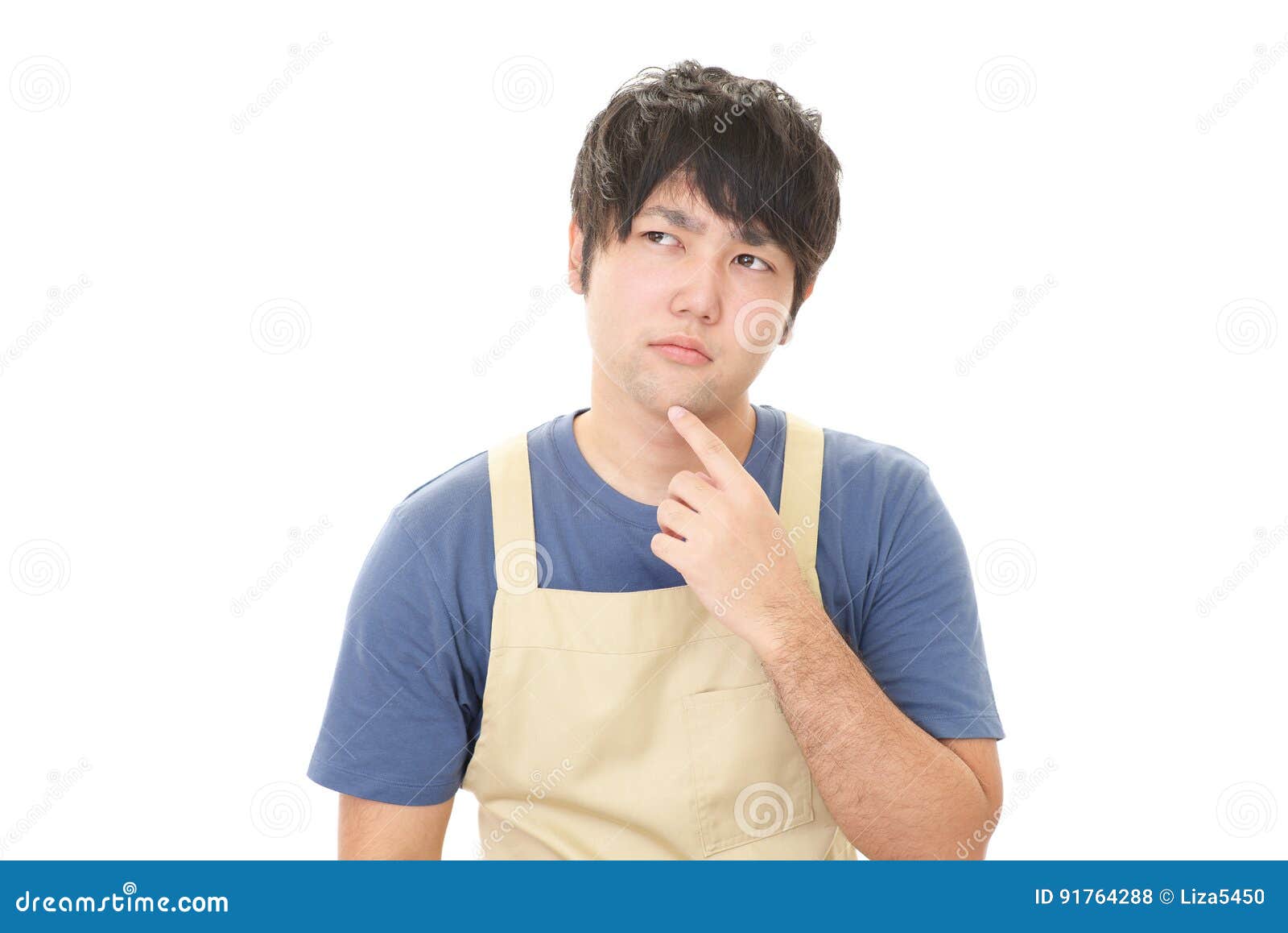 Tired Asian waiter stock photo. Image of health, anxiety - 91764288
