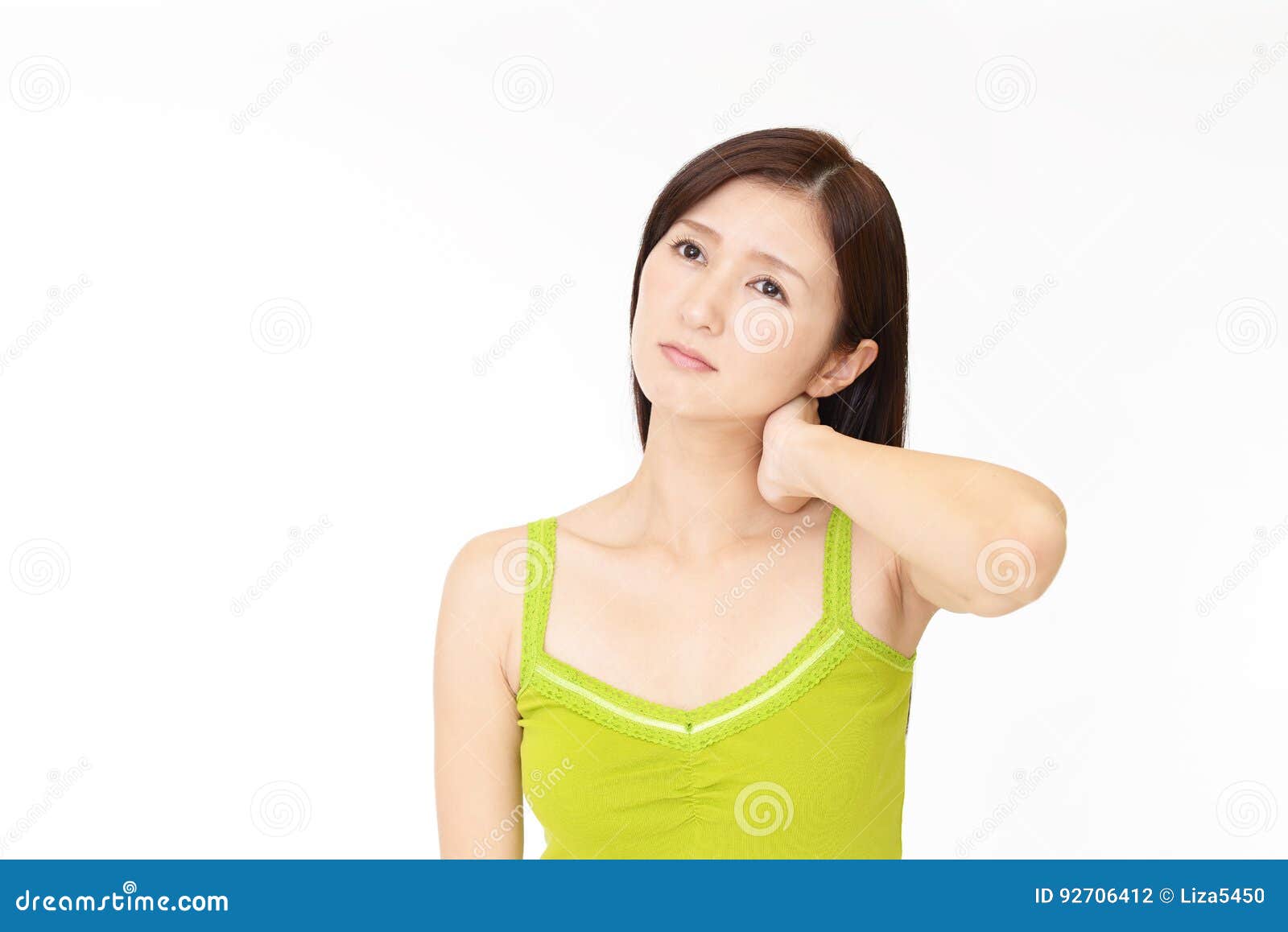Tired Asian woman stock photo. Image of head, fall, fatigue - 92706412
