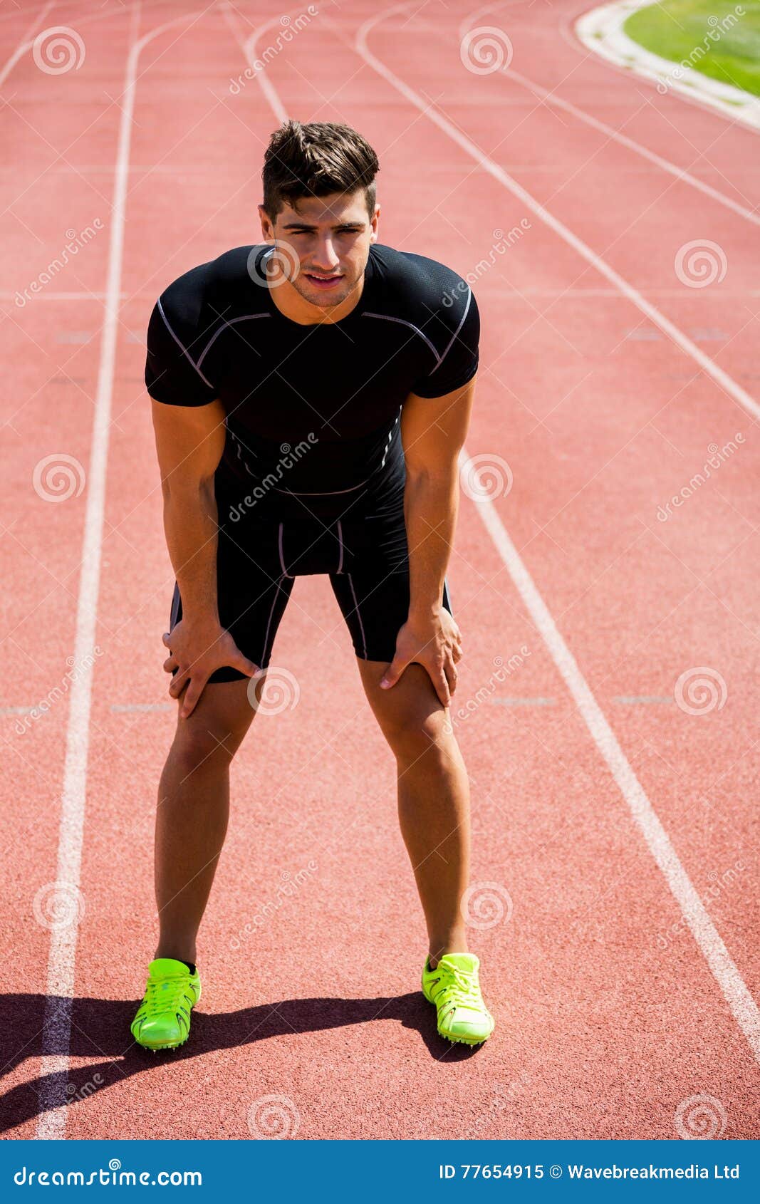 Tired Athlete Standing on Running Track Stock Image - Image of olympics ...