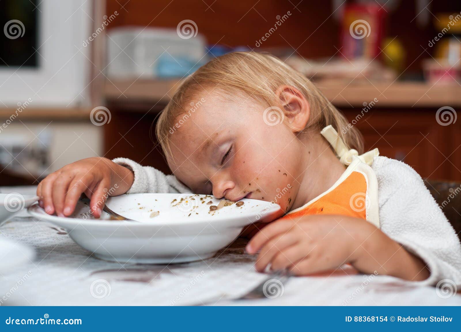 Tired baby after lunch stock photo. Image of beautiful - 88368154