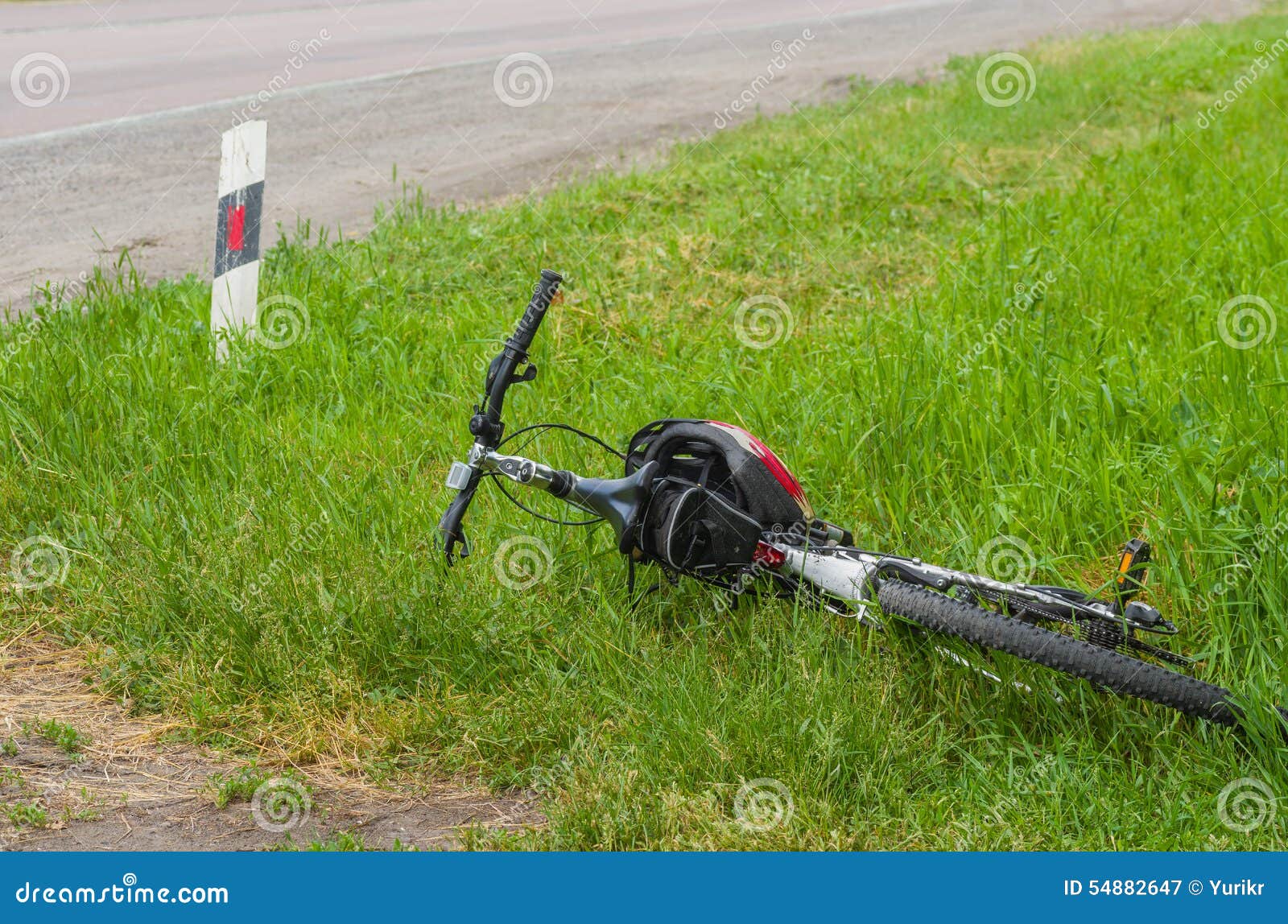 Tired Bicycle Lying in the Grass Stock Image - Image of hard ...