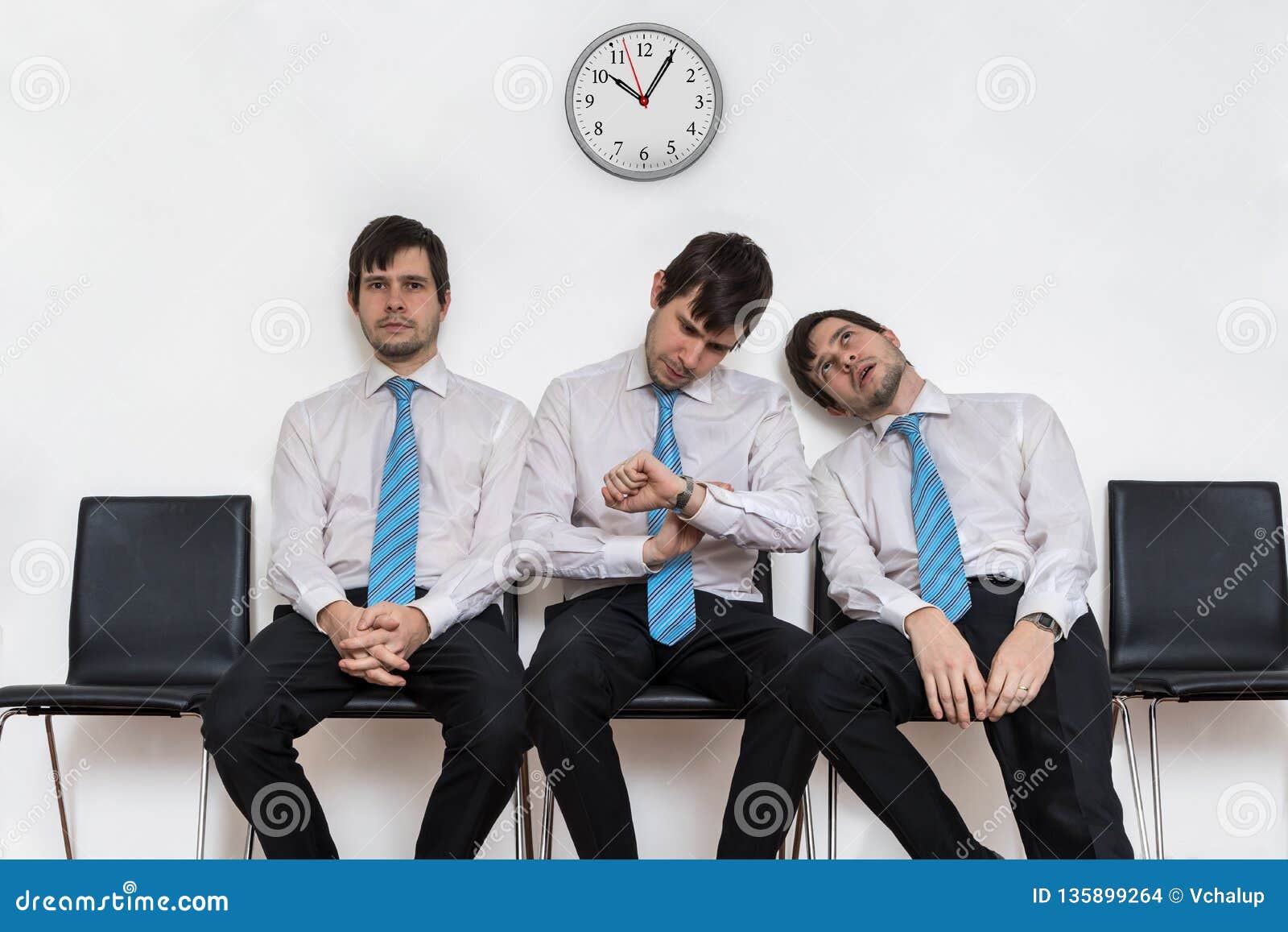 Tired Bored Man is Sitting in Waiting Room on Chairs. Stock Photo ...