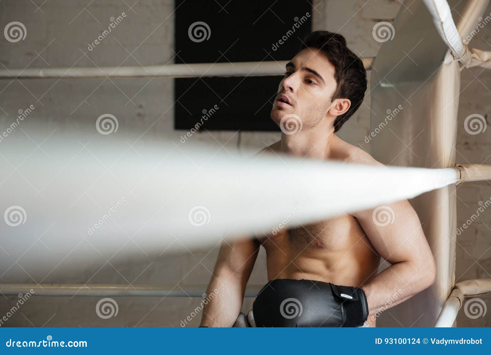 Tired Boxer Relaxing in the Corner of the Gym Stock Photo - Image of ...