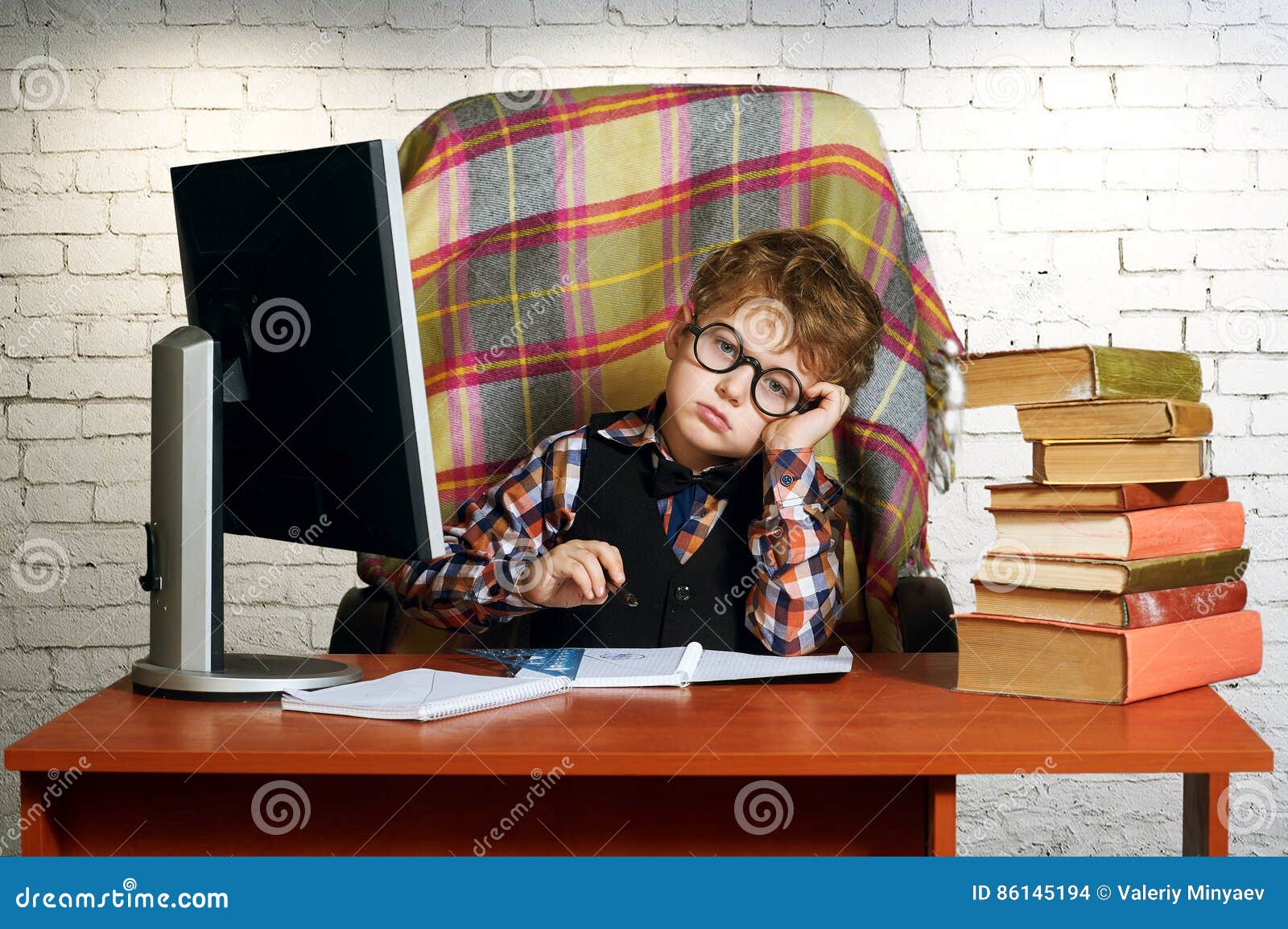 A Tired Boy . Heavy Homework Stock Photo - Image of little, homework ...