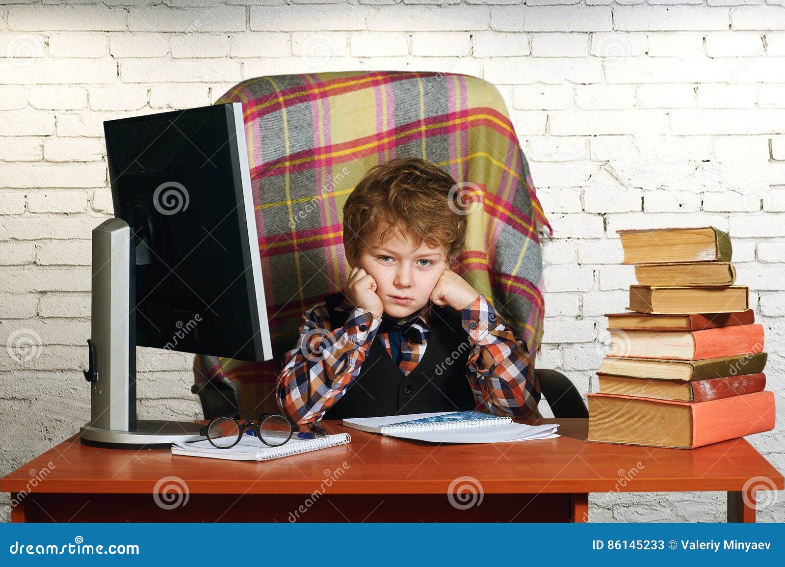 A Tired Boy . Heavy Homework Stock Image - Image of form, college: 86145233