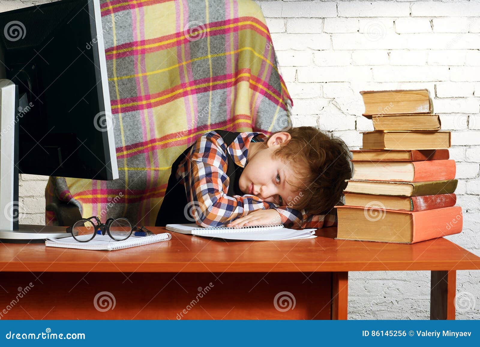 A Tired Boy . Heavy Homework Stock Photo - Image of learn, homework ...