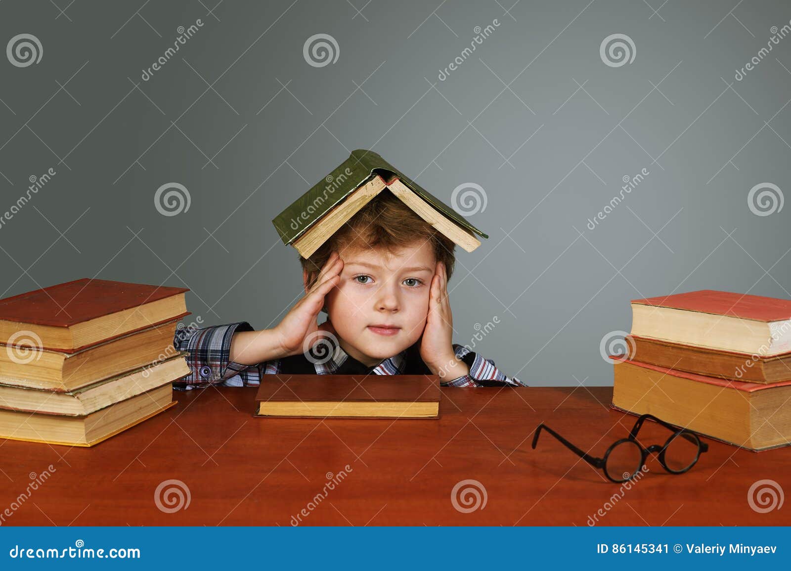 A Tired Boy . Heavy Homework Stock Image - Image of education ...