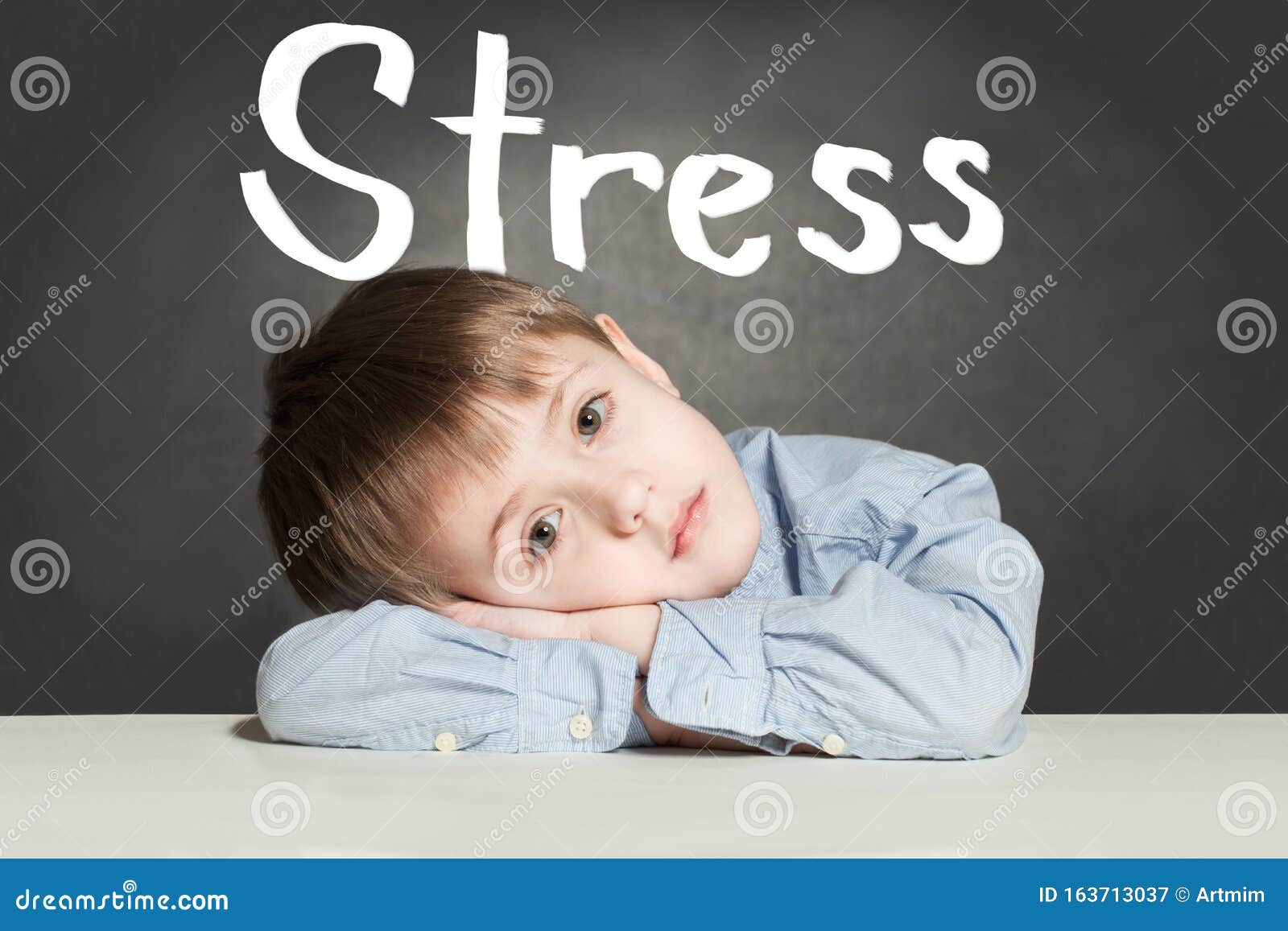 Tired Boy with Stress. Sad Concept Stock Image - Image of school, color ...