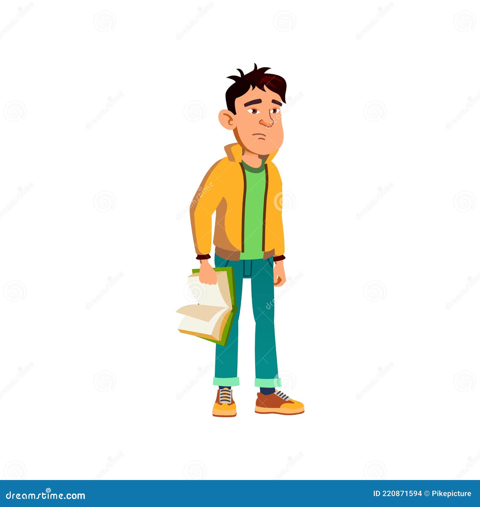 Tired Boy Student with Educational Book Cartoon Vector Stock Vector ...