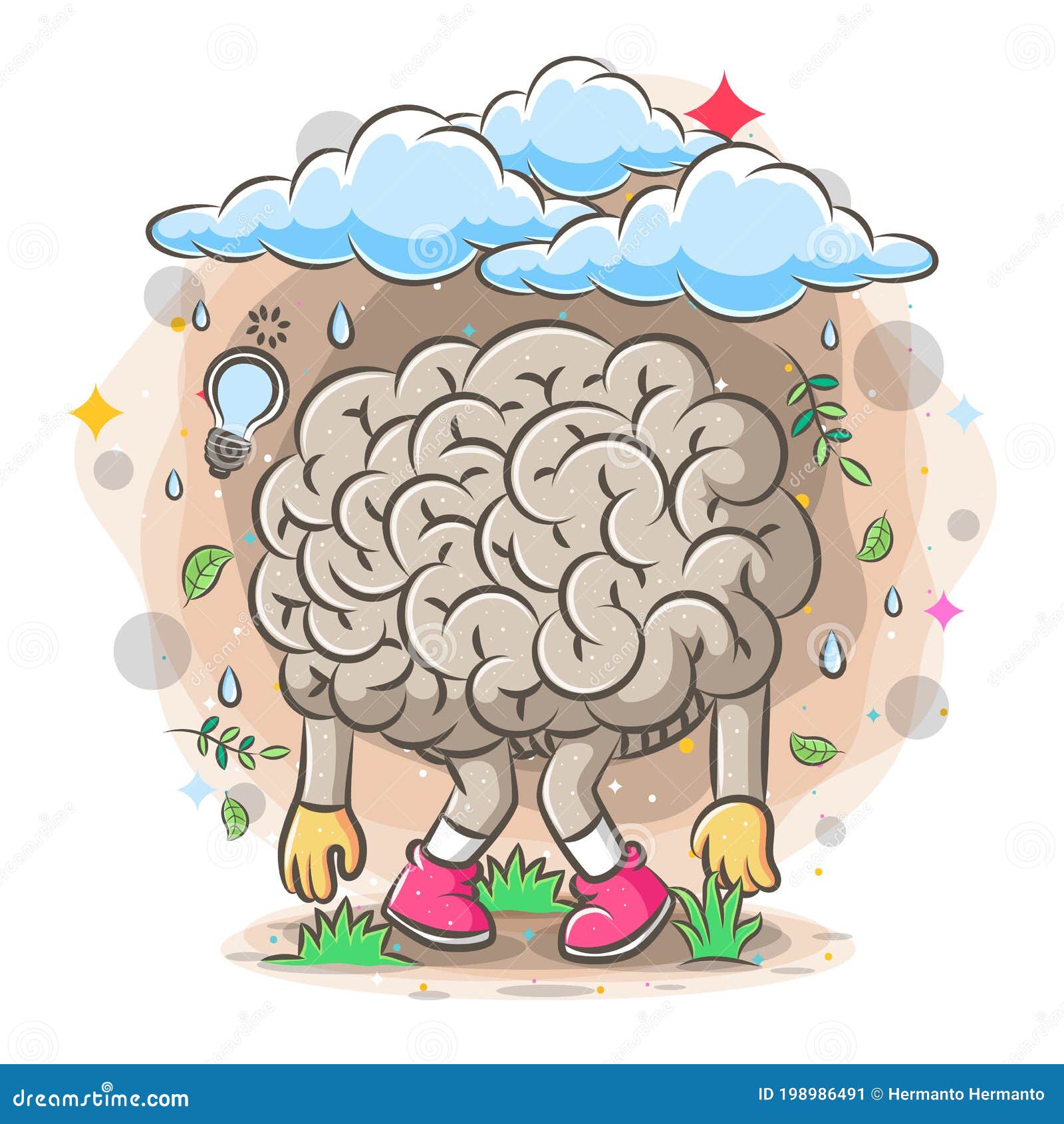 The Rain In The Brain Of A Patient Who Suffers By Mental Disorder. AI ...