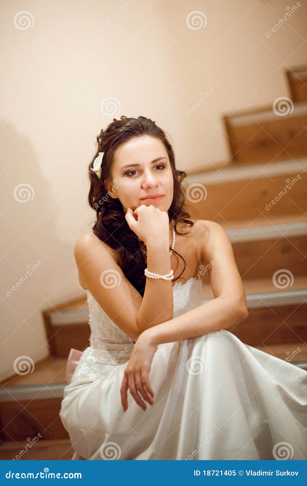 Tired bride stock image. Image of person, elegance, dress - 18721405