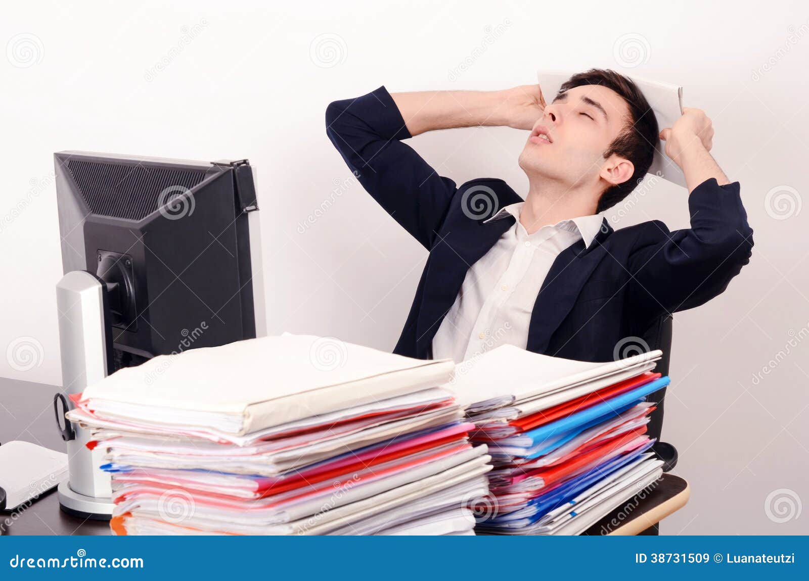 Tired Business Man Sleeping at Work. Stock Image - Image of desk ...