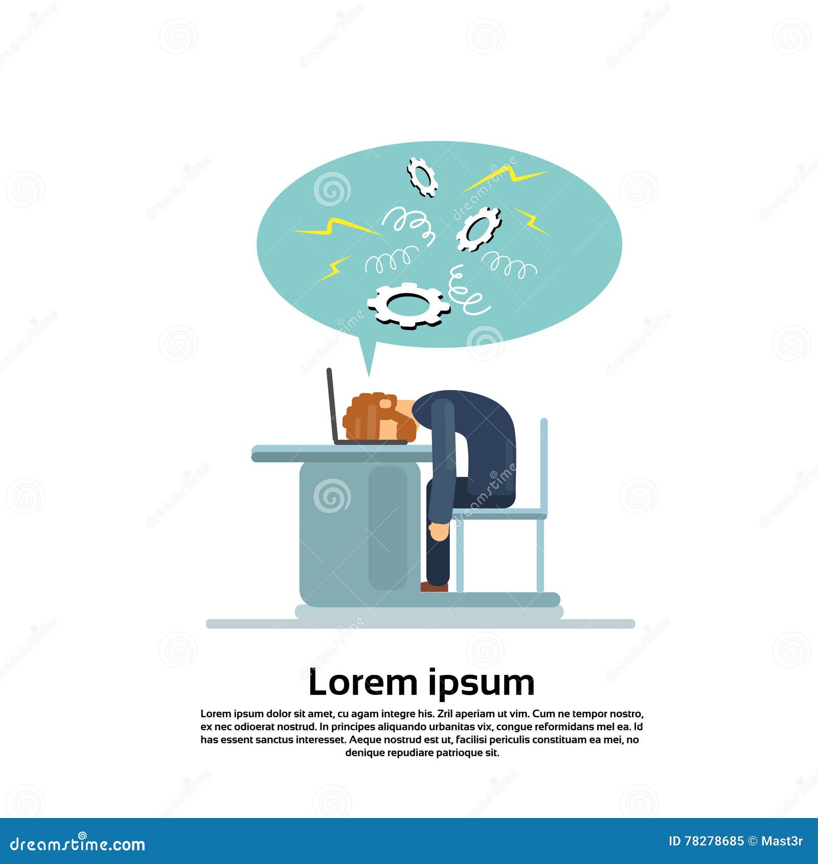 Tired Business Man Work Laptop Computer Sleep on Table Stock Vector ...